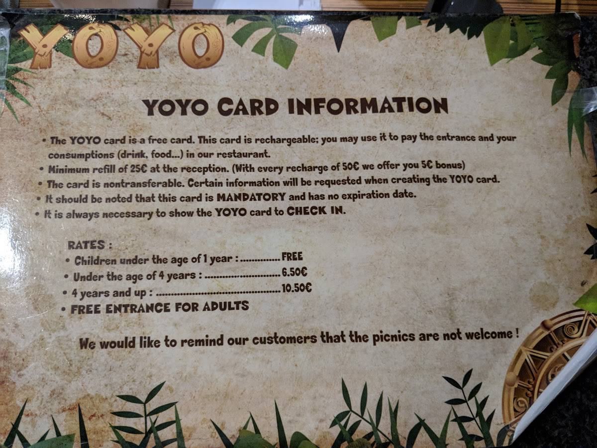 Menu au YOYO Howald pub et bar, Hesperange