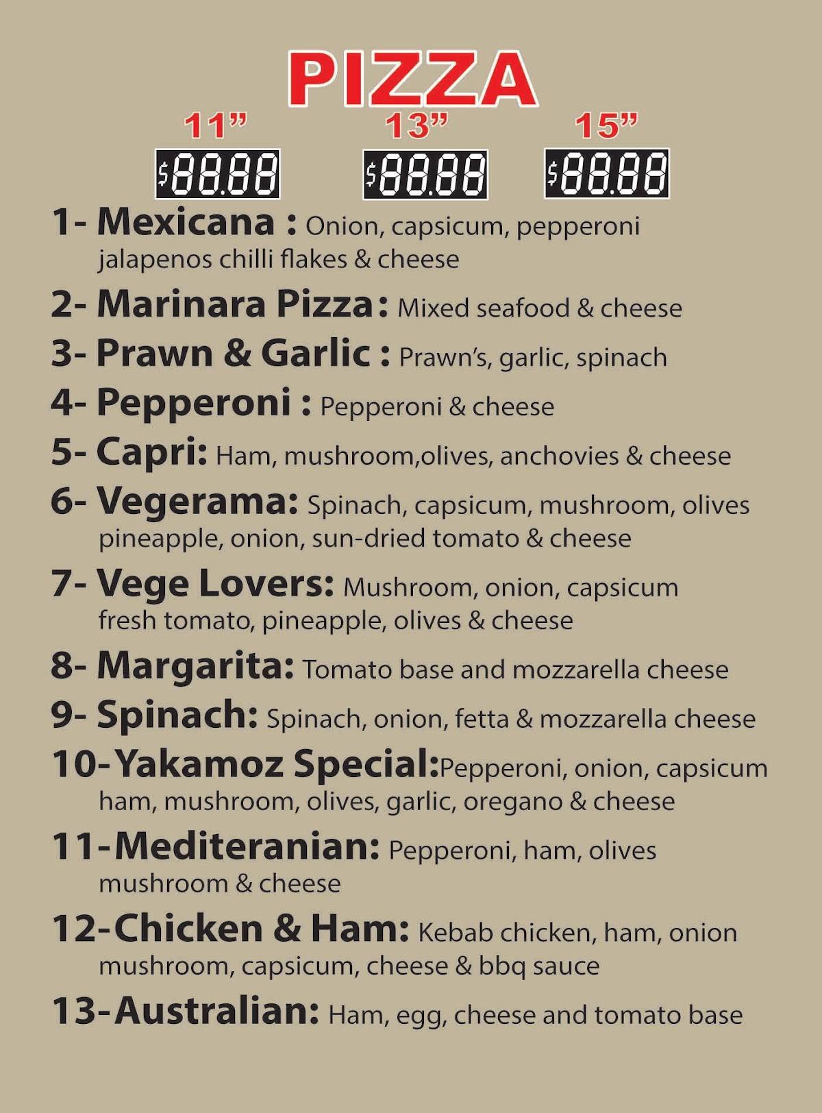 Menu at Yakamoz Turkish Cuisine restaurant, Mittagong