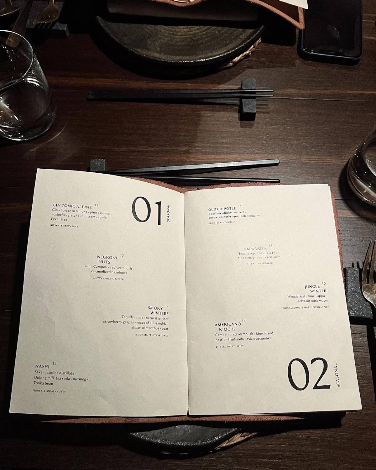 Menu at Yapa restaurant, Milan