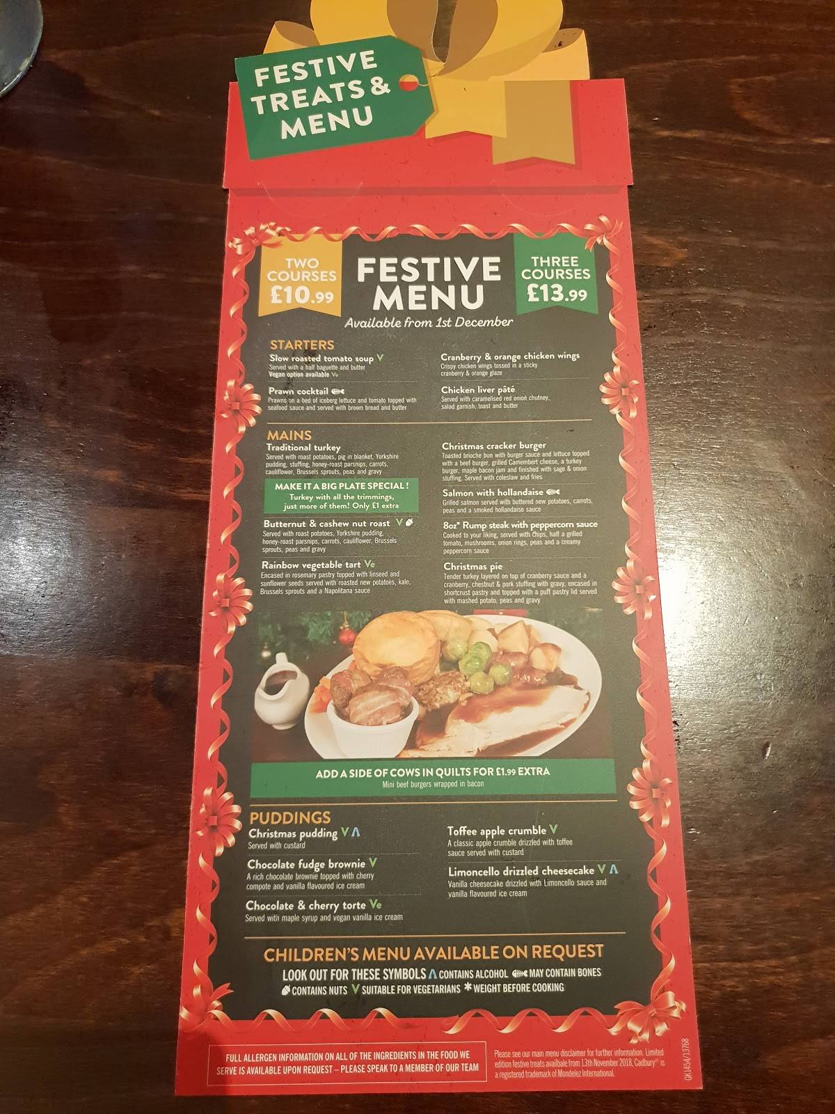 Menu at Bridge Inn pub & bar, Yatton