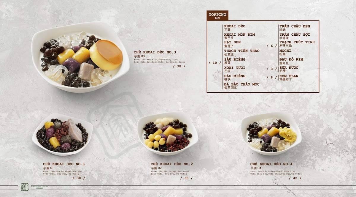 Menu at Yi Jia Dessert ( Chè Hồng Kông và Đài Loan ) desserts, Ho Chi ...