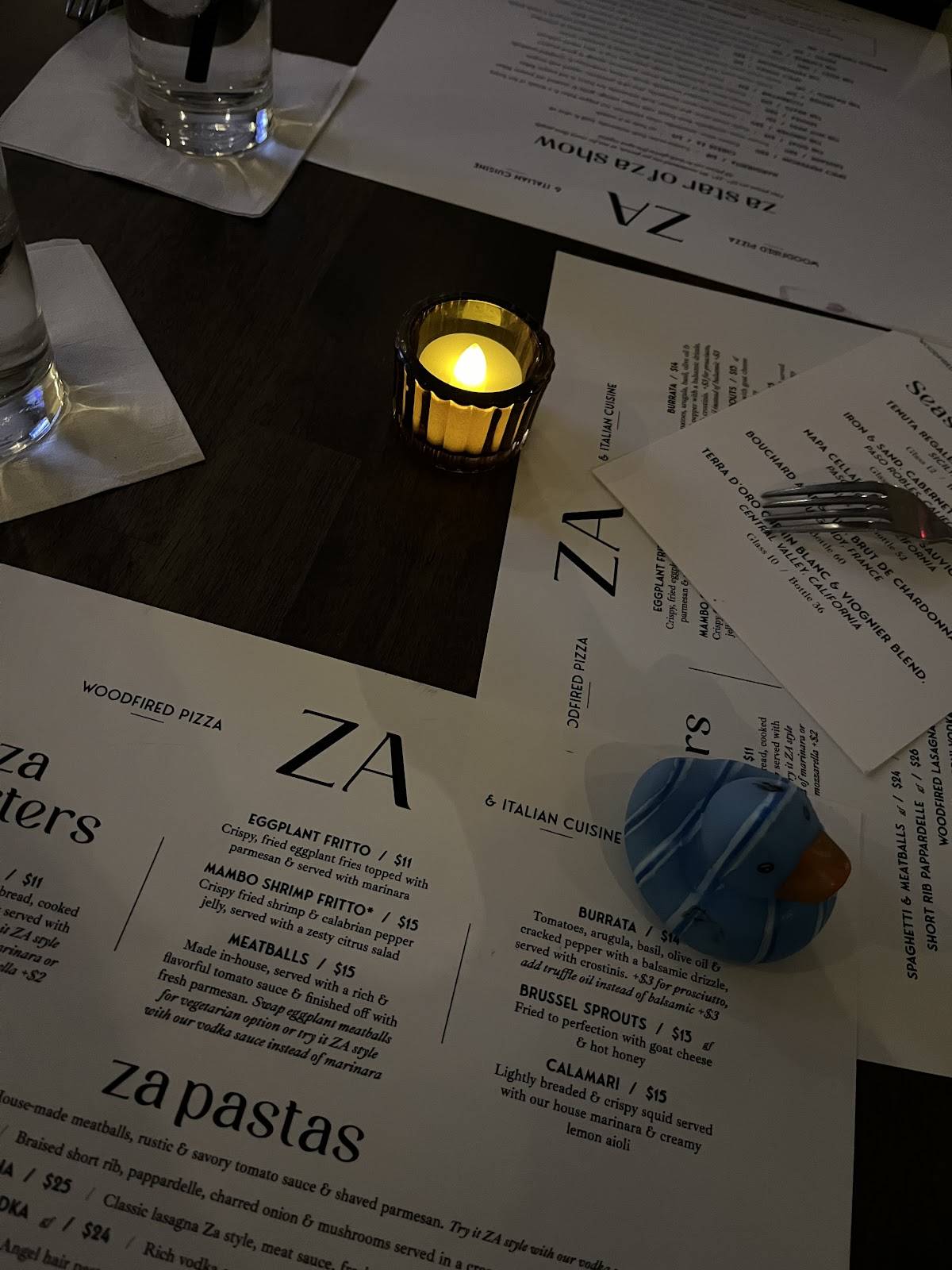 Menu at Za pizzeria, Elm Grove