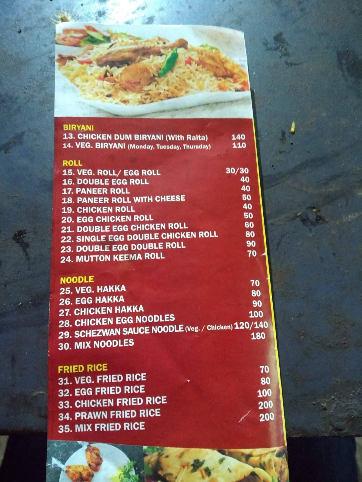 Menu at Zaika Food Hub, Rourkela