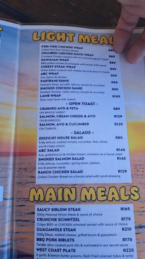Menu at Zeezicht Family Restaurant, Velddrif