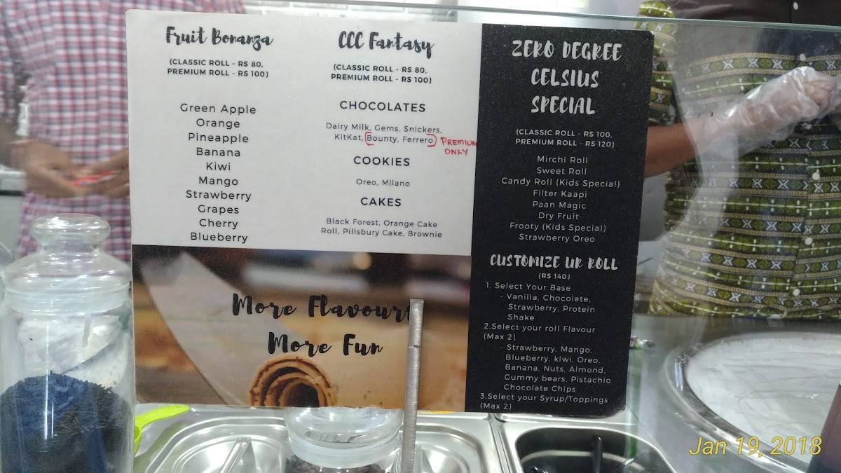 Menu at Zero Degree Celsius Ice Creams, Coimbatore