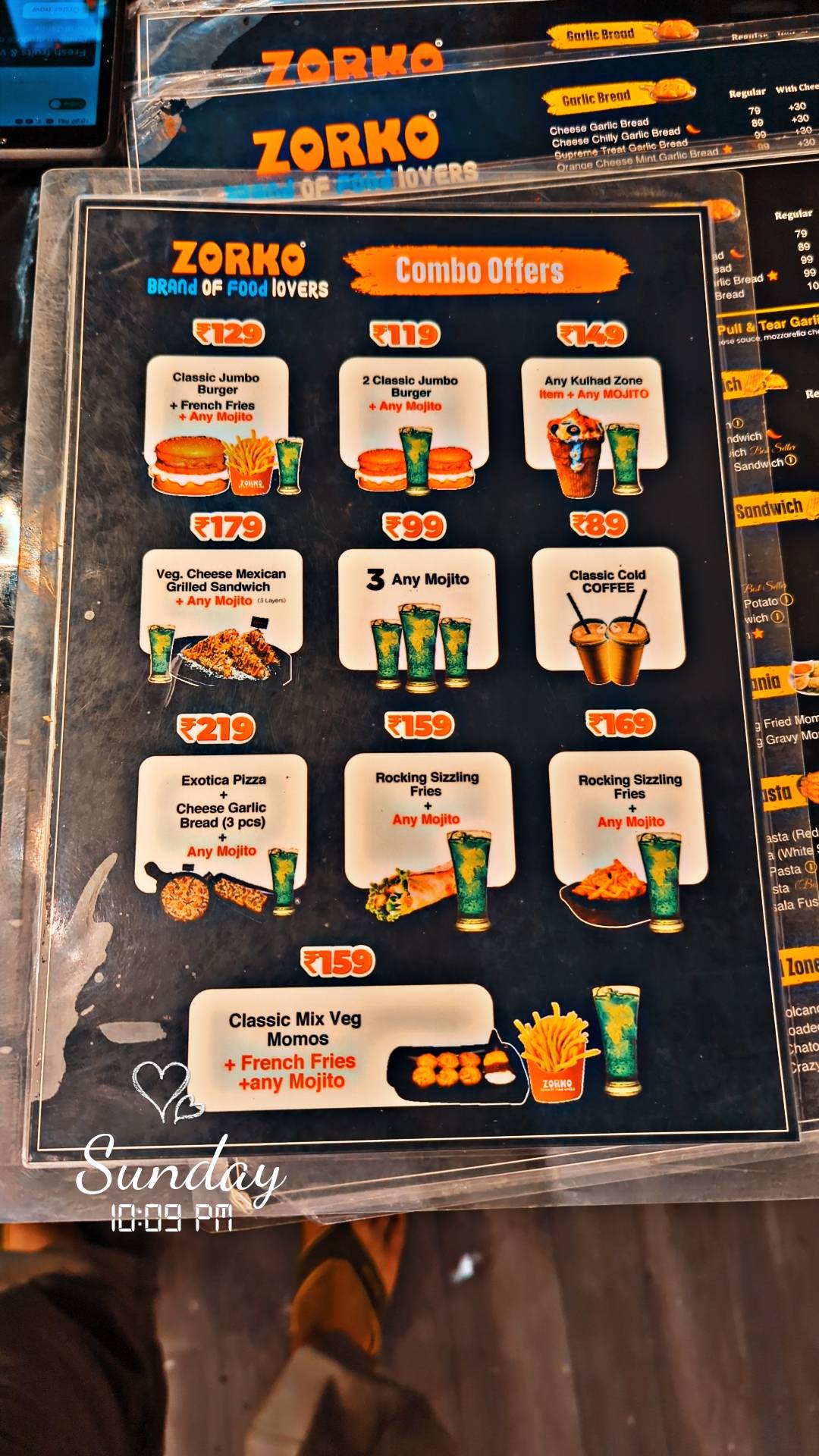 Menu at Zorko, Pune