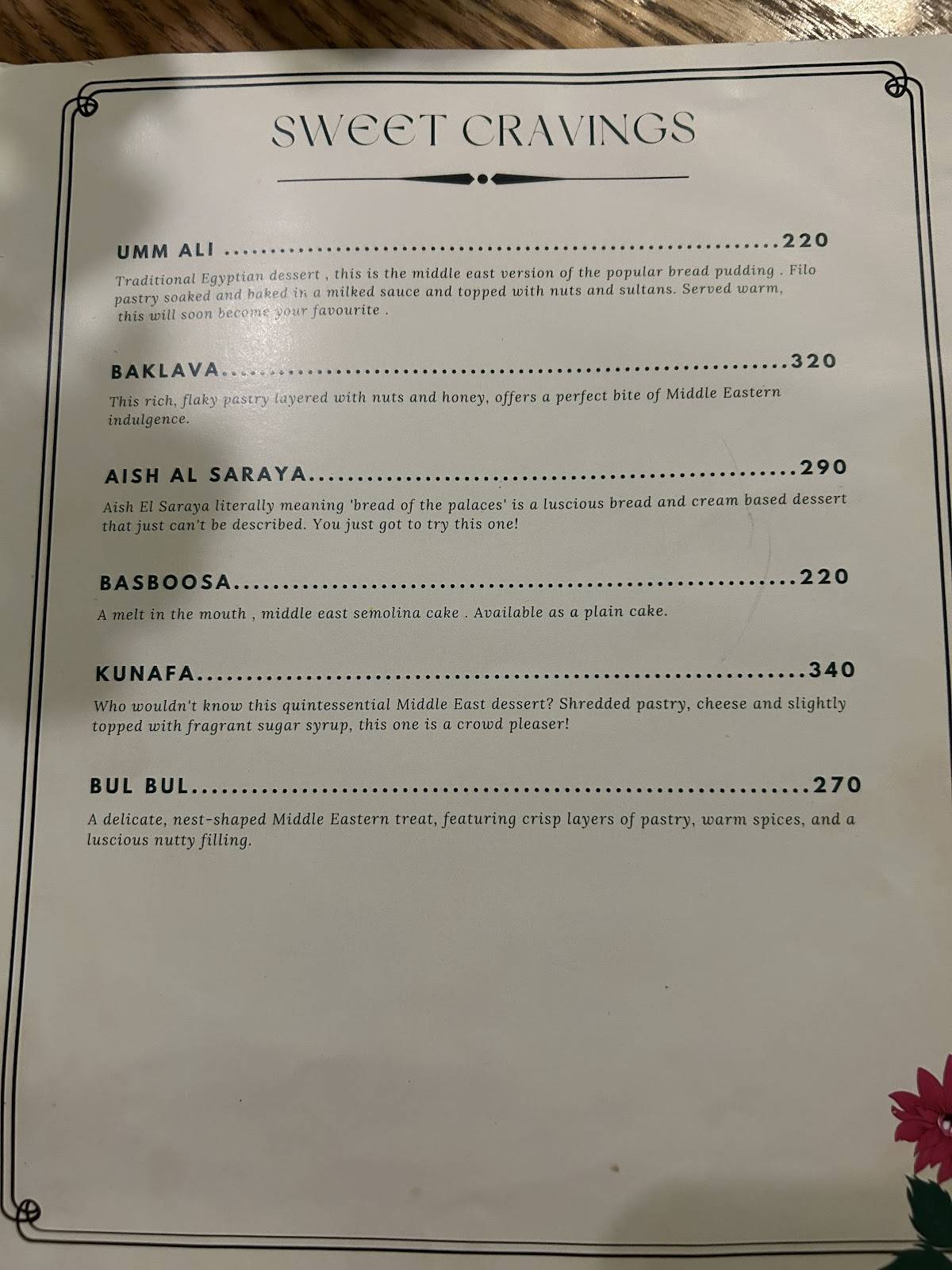 Menu at Zubaan - Middle-Eastern Kitchen, Bengaluru