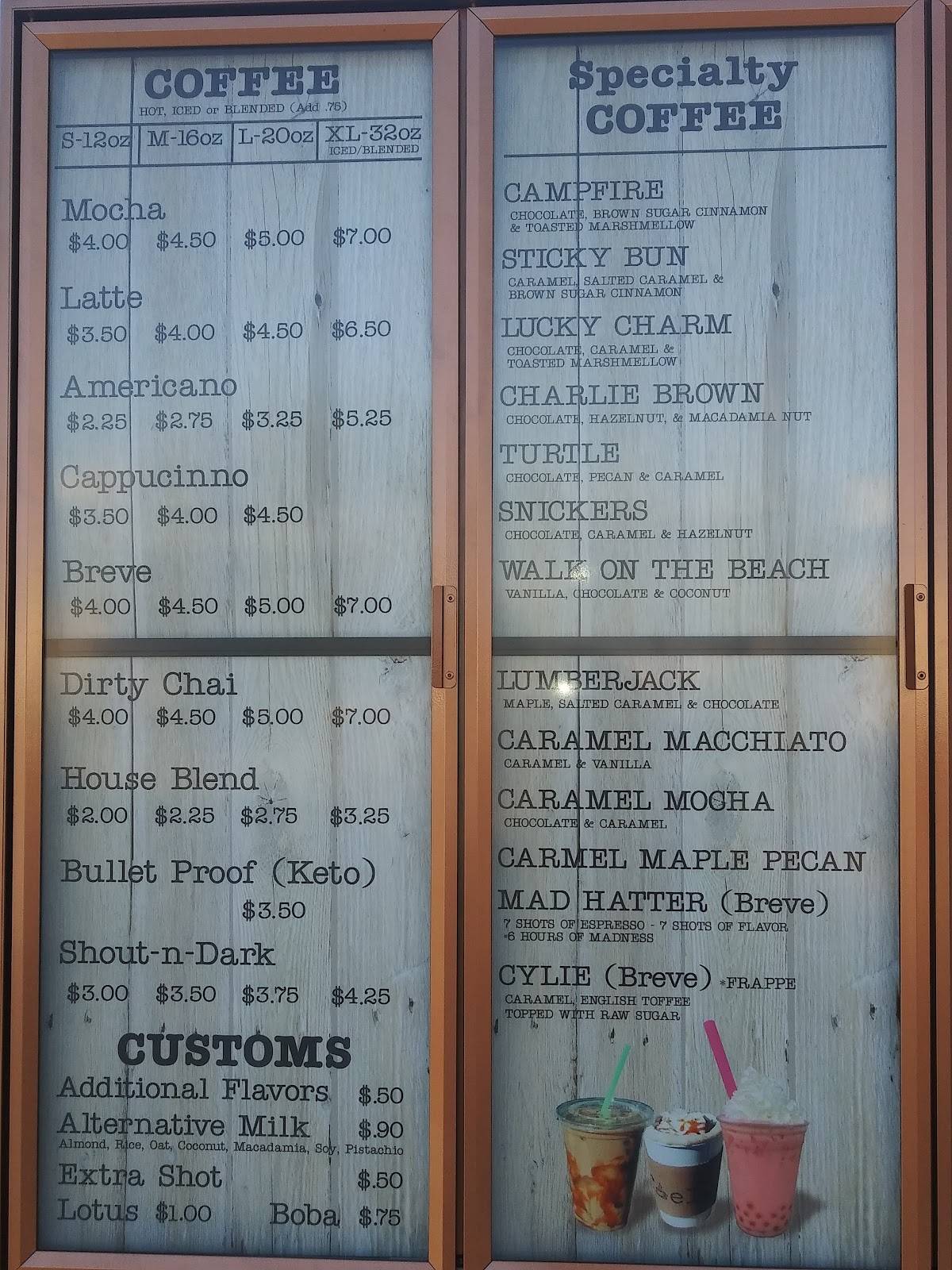 Menu at fuel. coffee stand restaurant, Delta