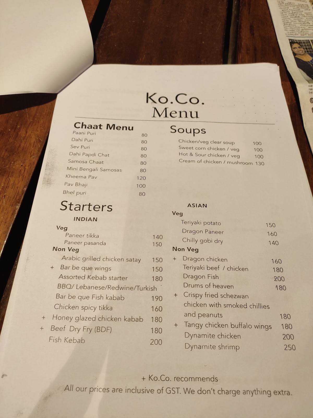 Menu at ko.co. kottayam company, Kottayam