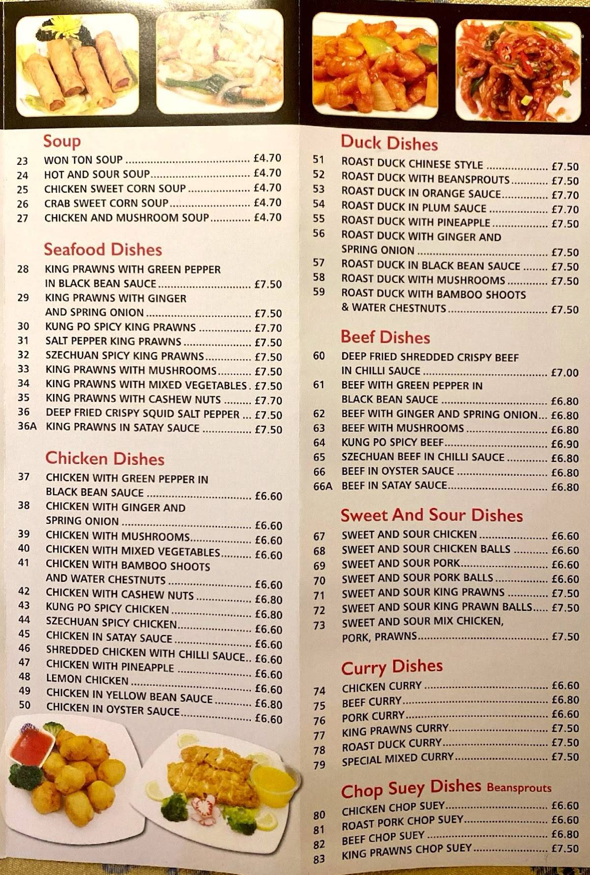 Menu at pandada restaurant, Wareham