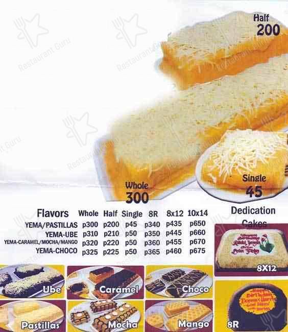 Menu at Remilly's Yema Cake desserts, Malabon
