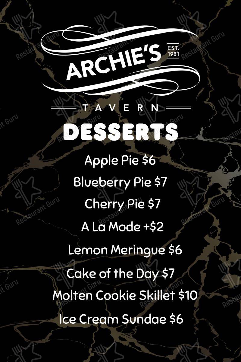 Menu at Archie's Restaurant, Livonia