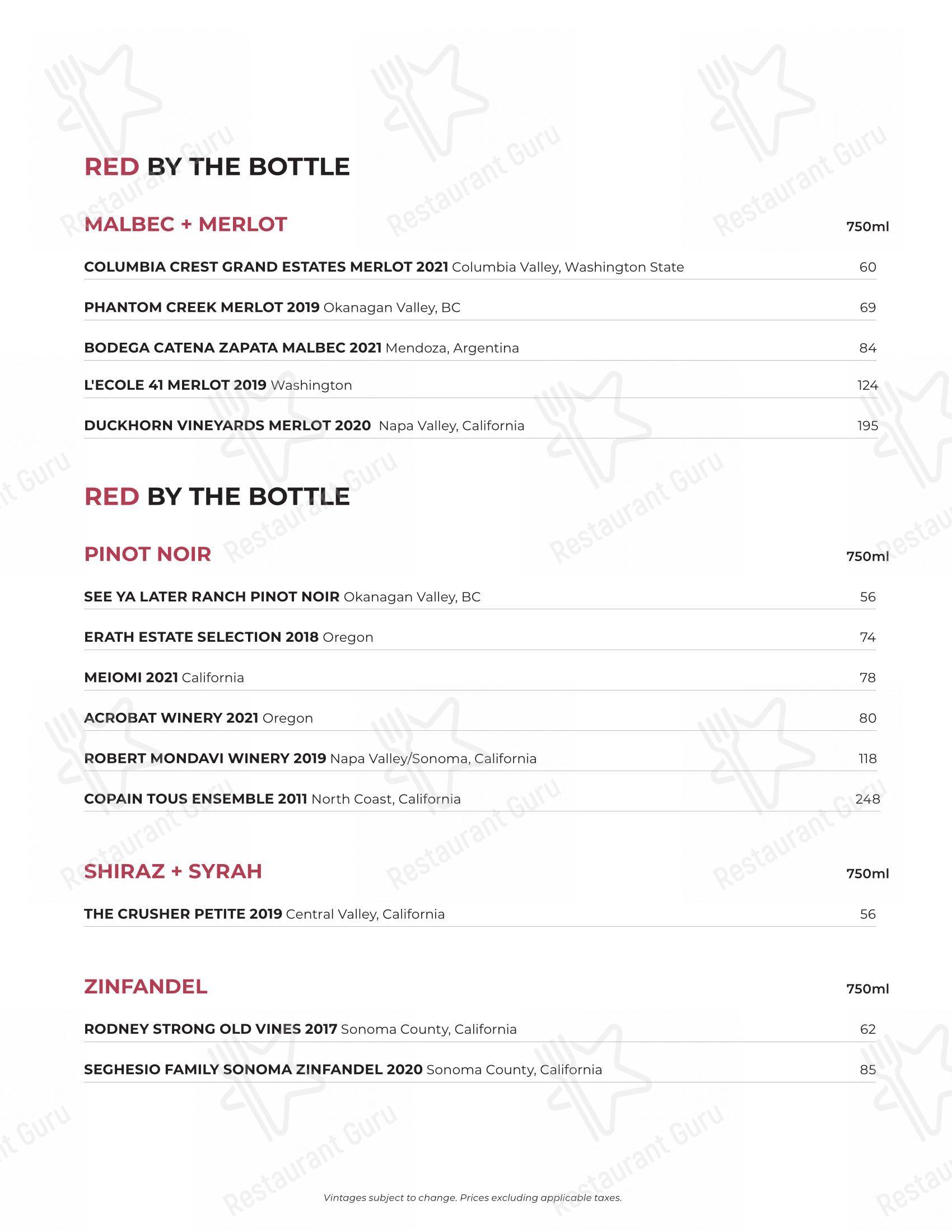 Menu at Atlas Steak + Fish pub & bar, Burnaby