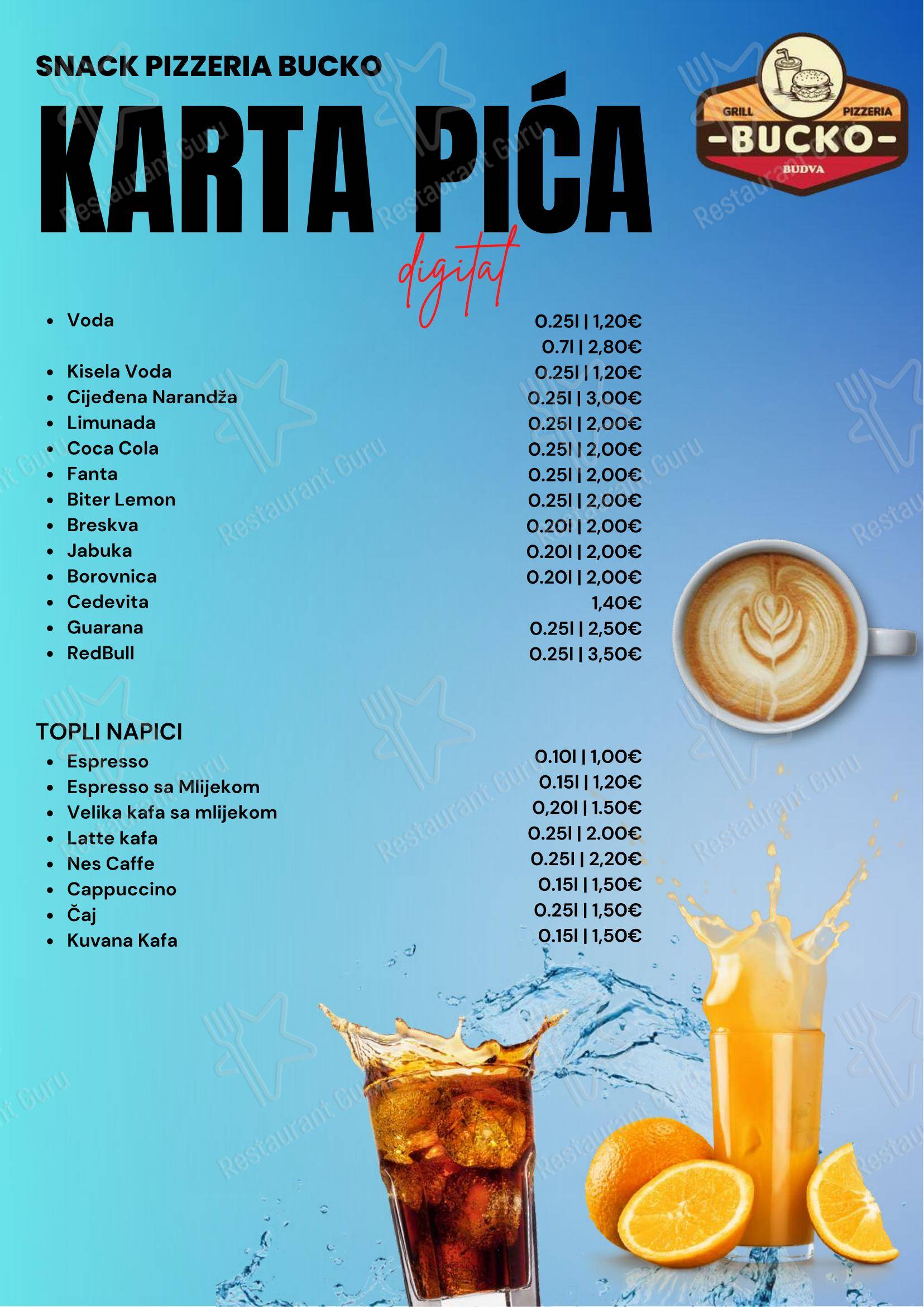Menu at BUCKO Halal restoran restaurant, Budva
