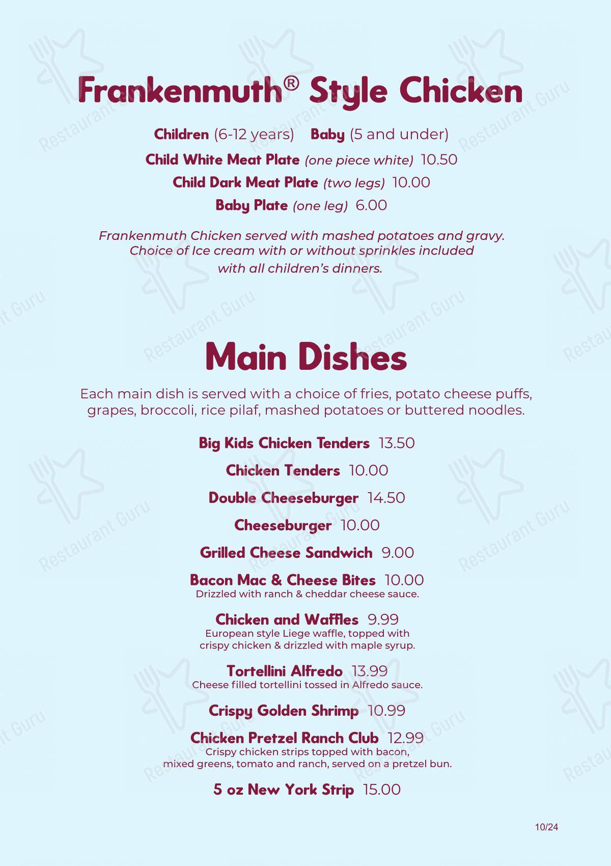 Menu at Bavarian Inn Restaurant, Frankenmuth, 713 S Main St