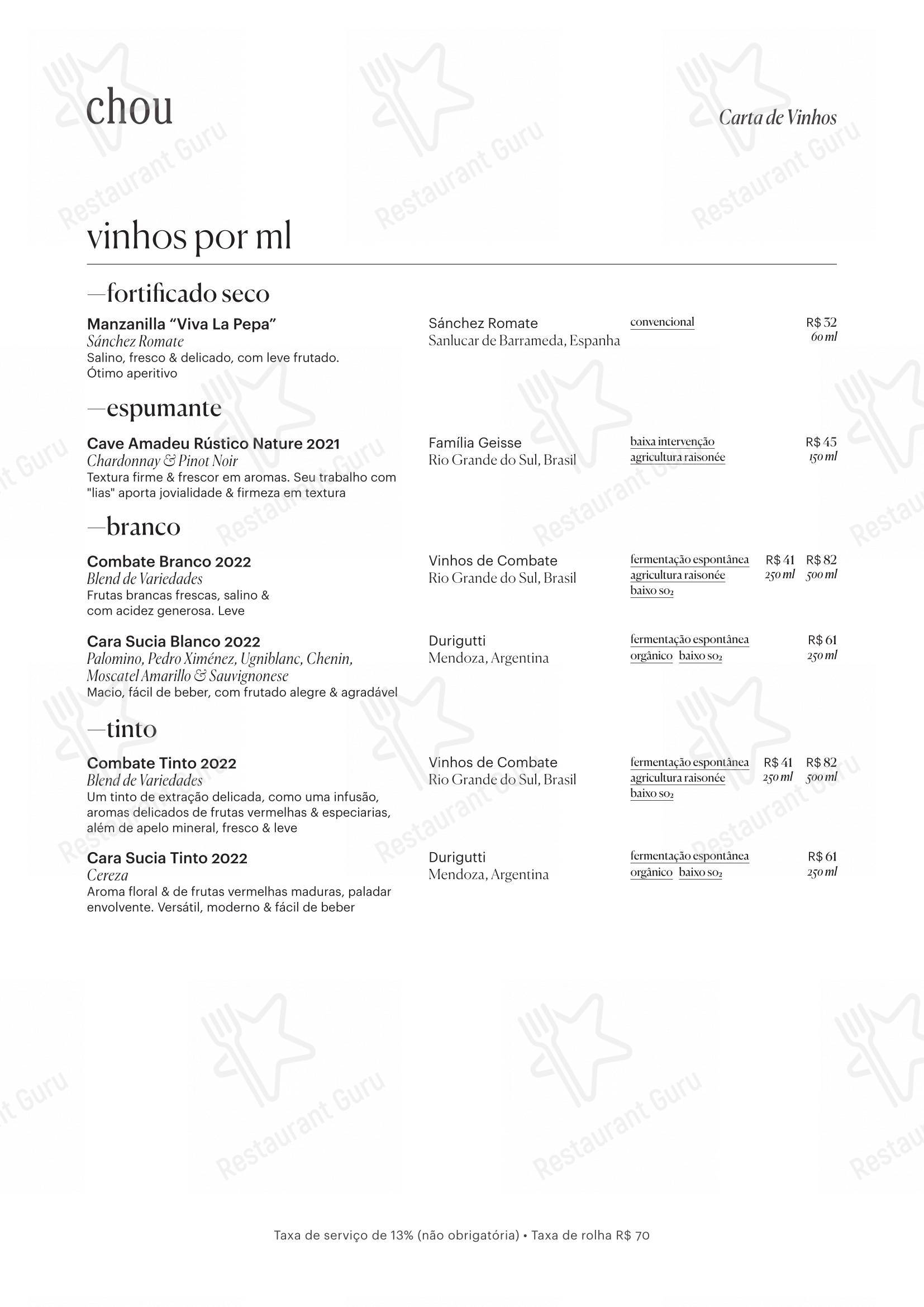 Menu em Chou restaurante, São Paulo