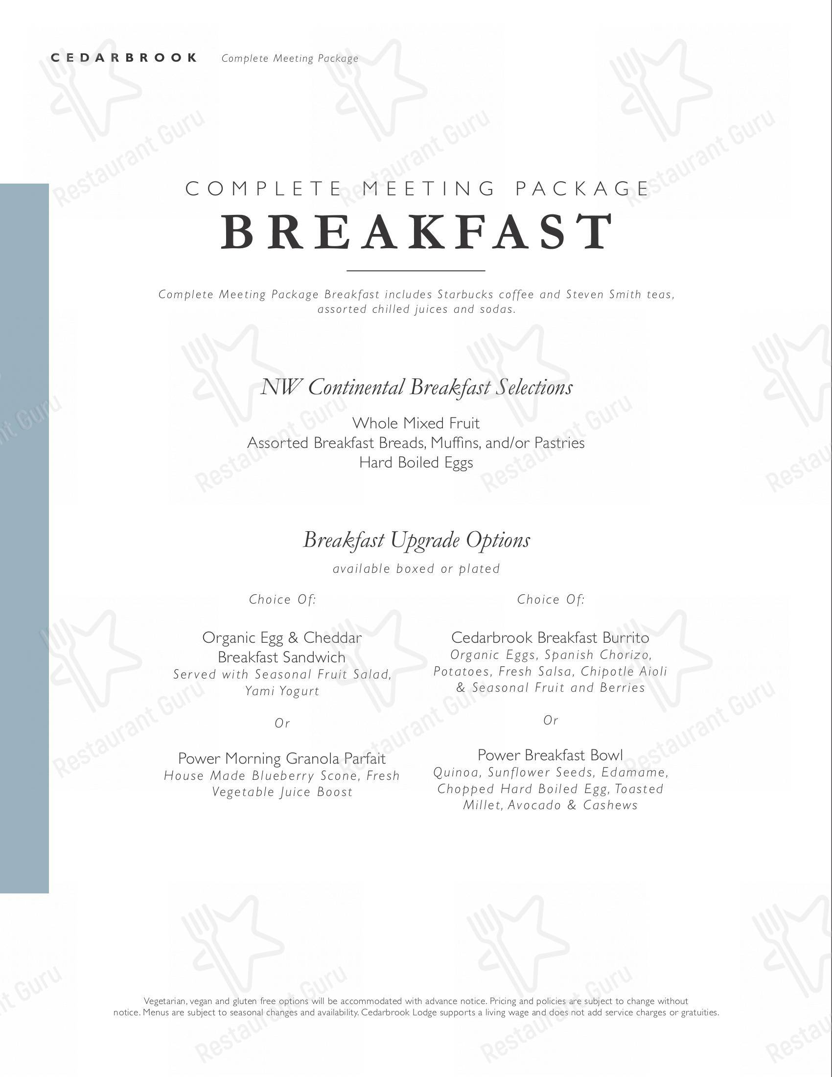 Menu at Copperleaf Restaurant & Bar, SeaTac