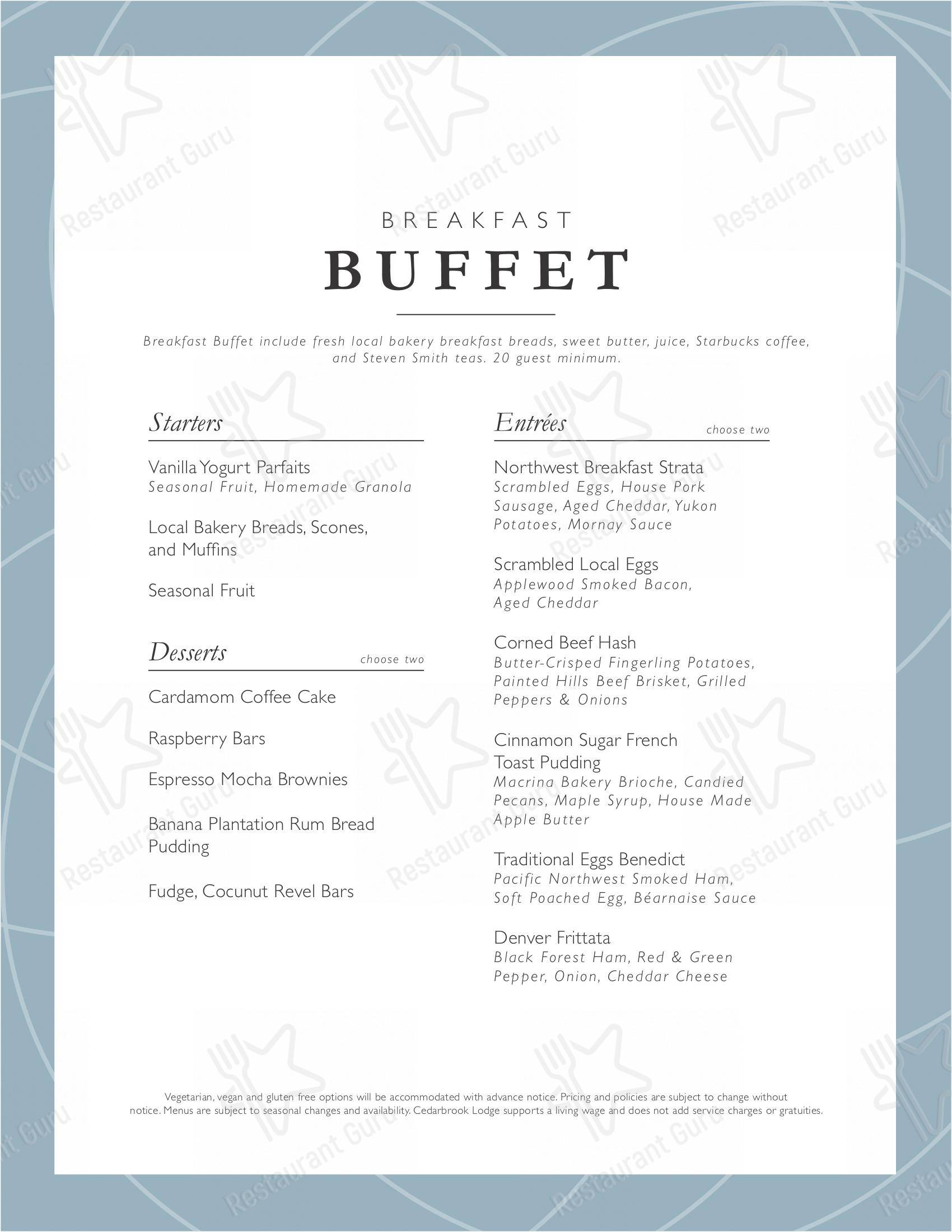 Menu at Copperleaf Restaurant & Bar, SeaTac
