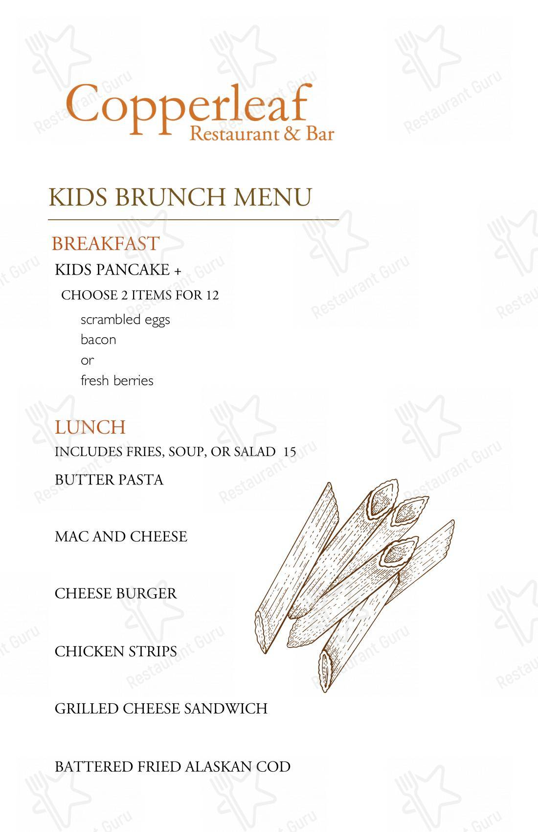 Menu at Copperleaf Restaurant & Bar, SeaTac