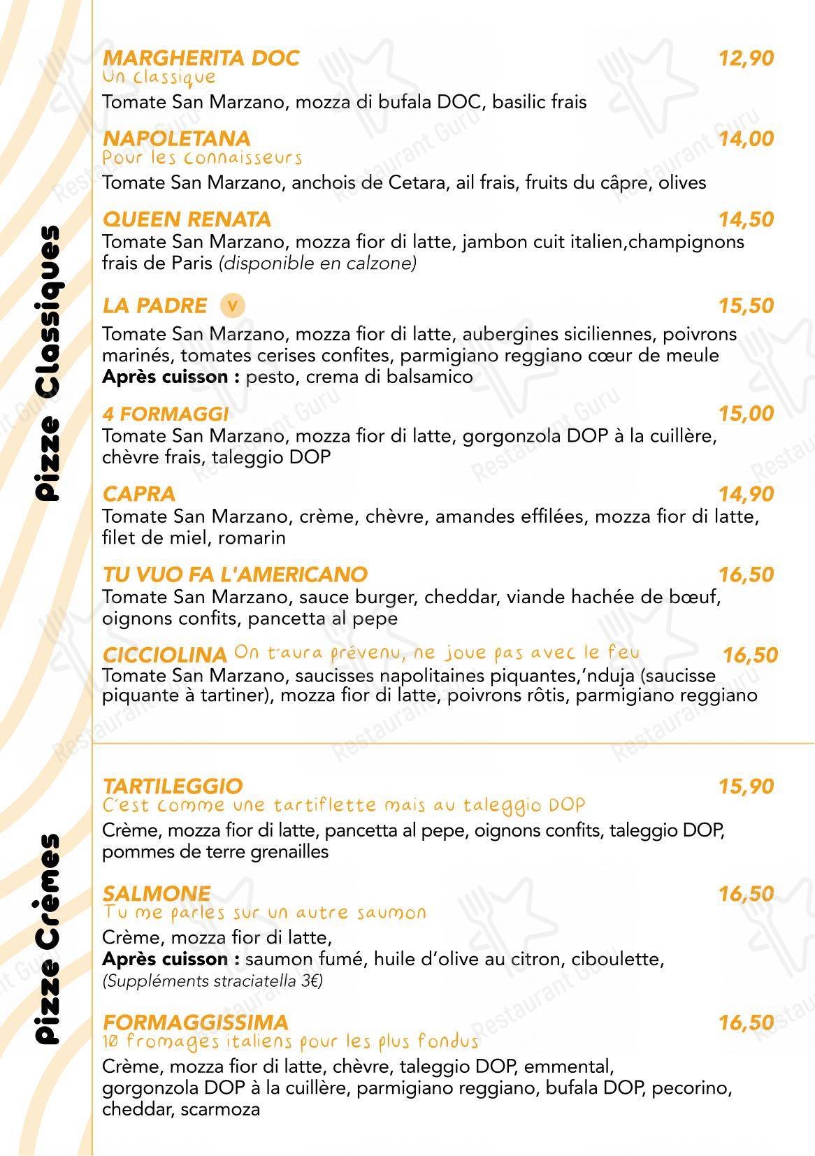 Menu au Giorgio e Basta restaurant, Saint-Bonnet-de-Mure