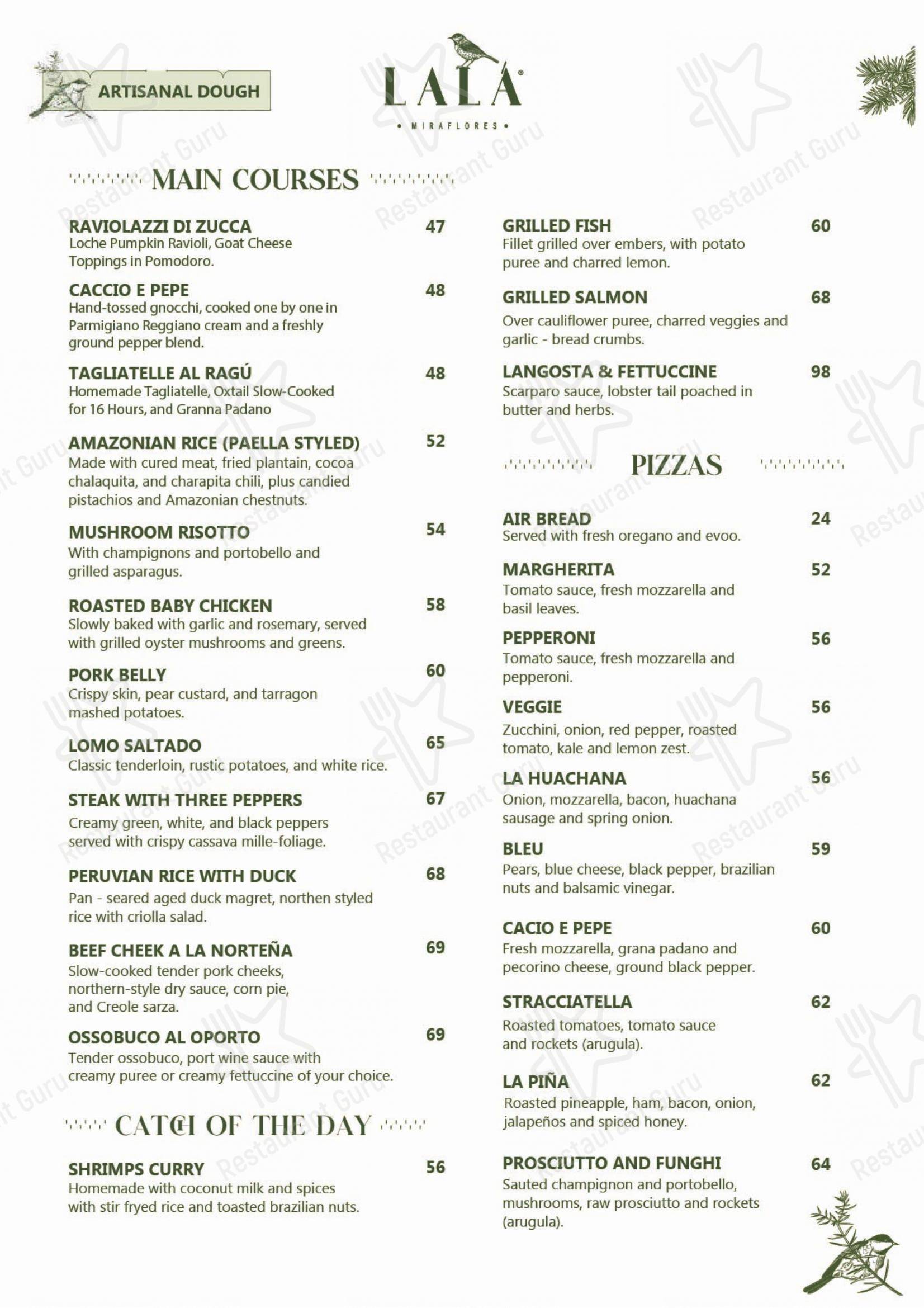 Carta del restaurante LALÁ MIRAFLORES, Miraflores, C. 2 del Mayo 701
