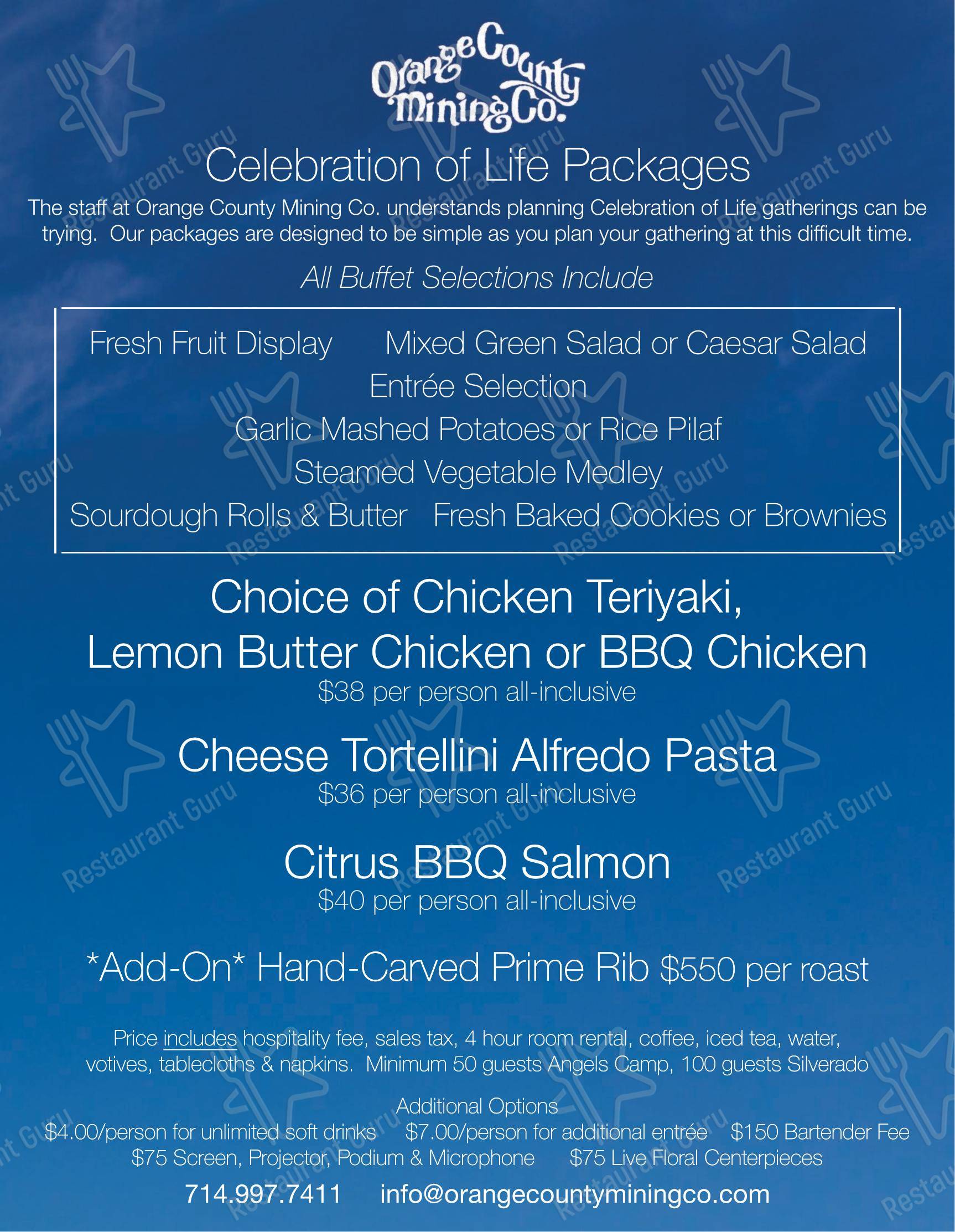 Menu at Orange County Mining Co pub & bar, North Tustin
