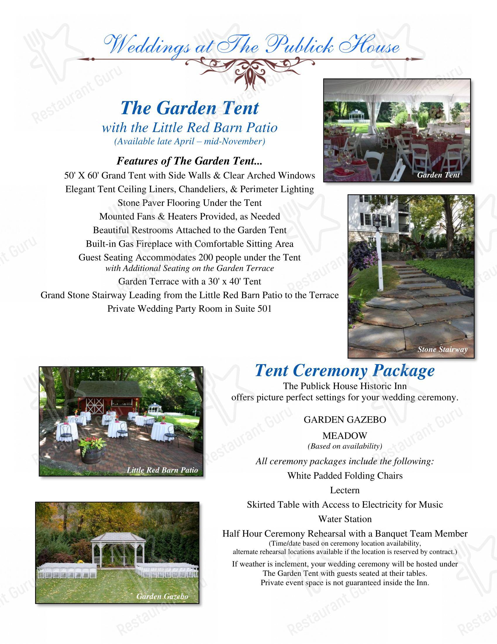 Menu at Publick House Historic Inn, Sturbridge