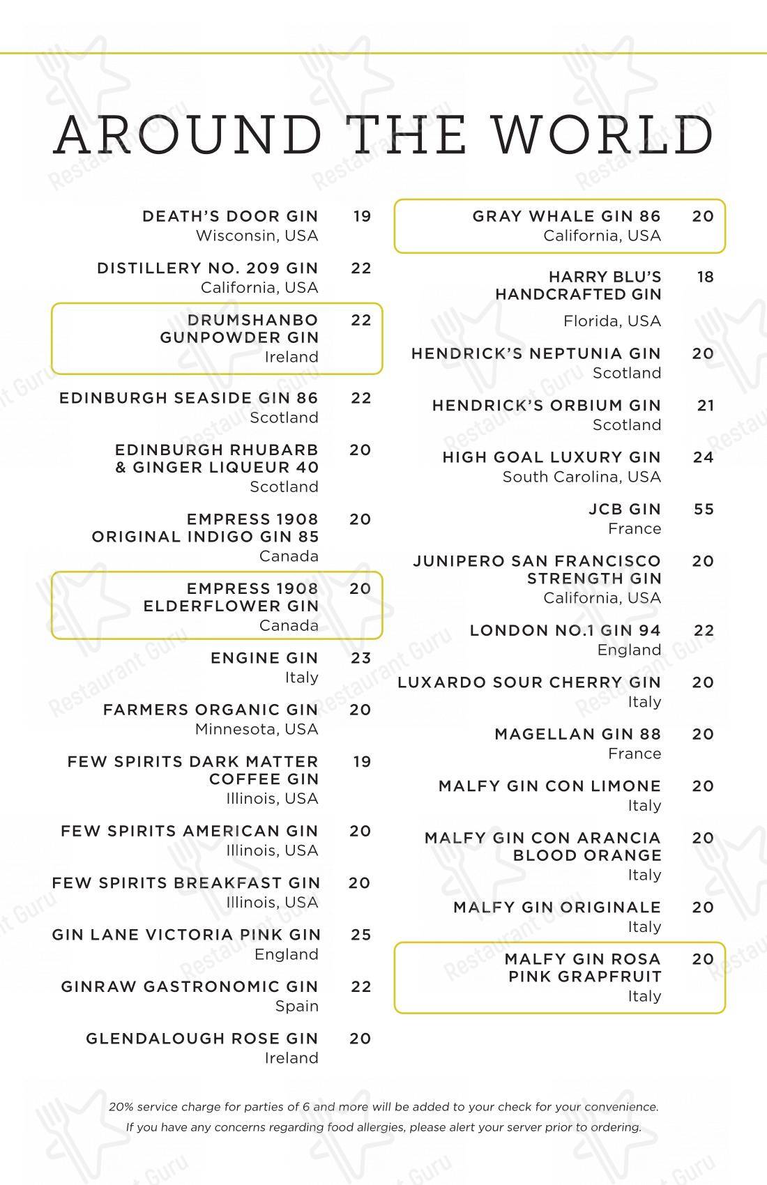 Menu at Sear + Sea Woodfire Grill steakhouse, Orlando