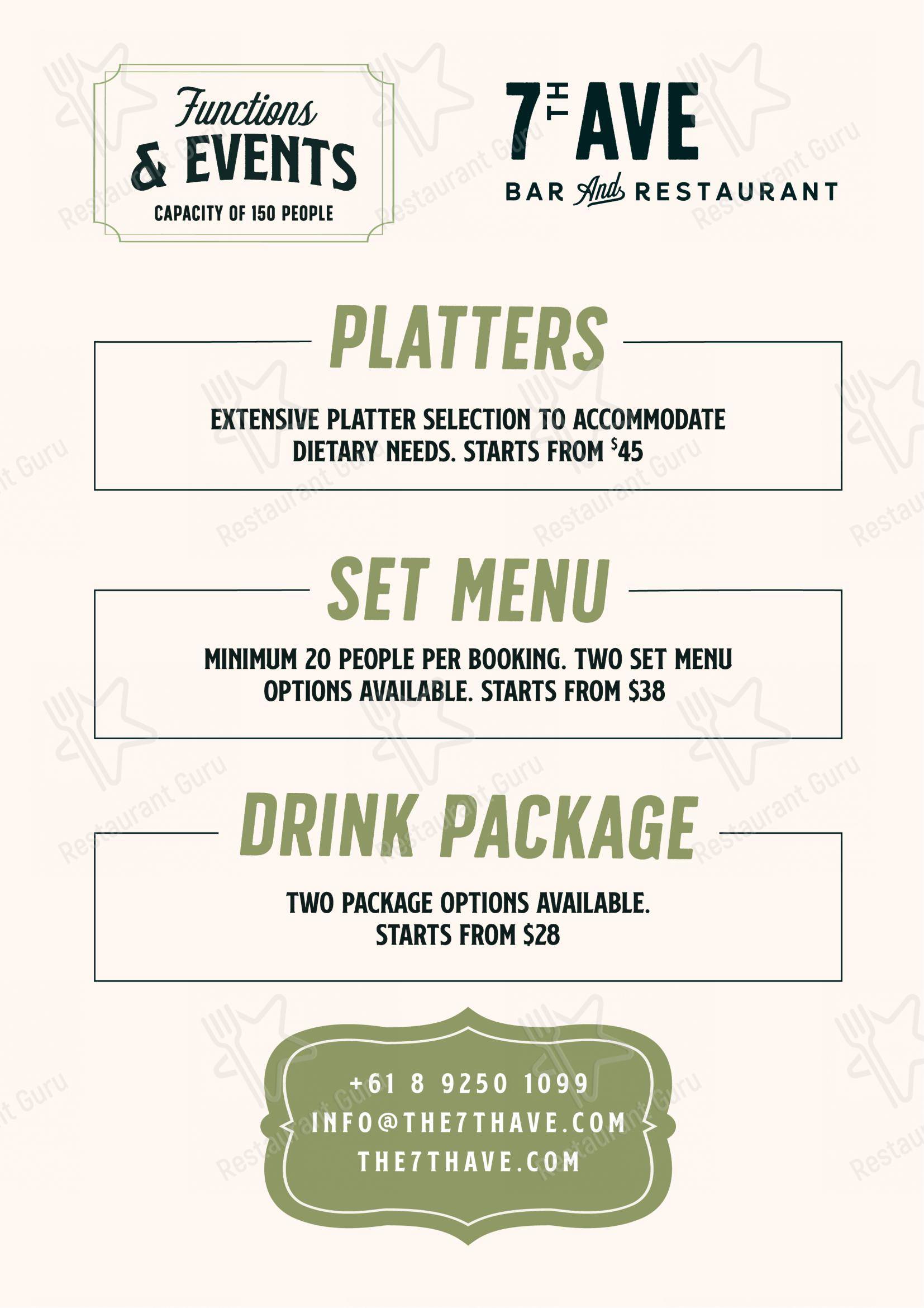 Menu at The 7th Ave Bar & Restaurant, Midland