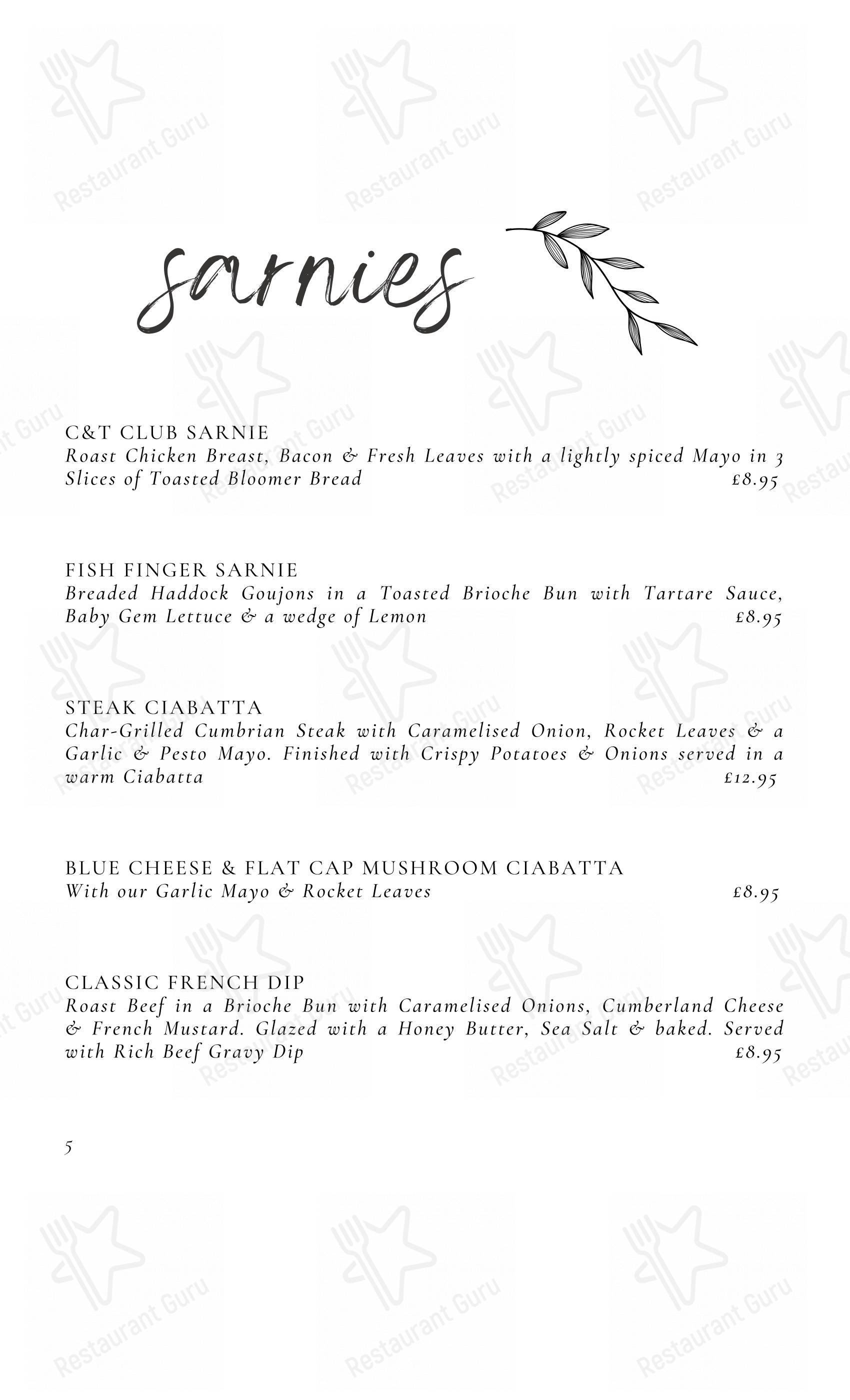 Menu at The Crown & Thistle pub & bar, Carlisle, Rockliffe