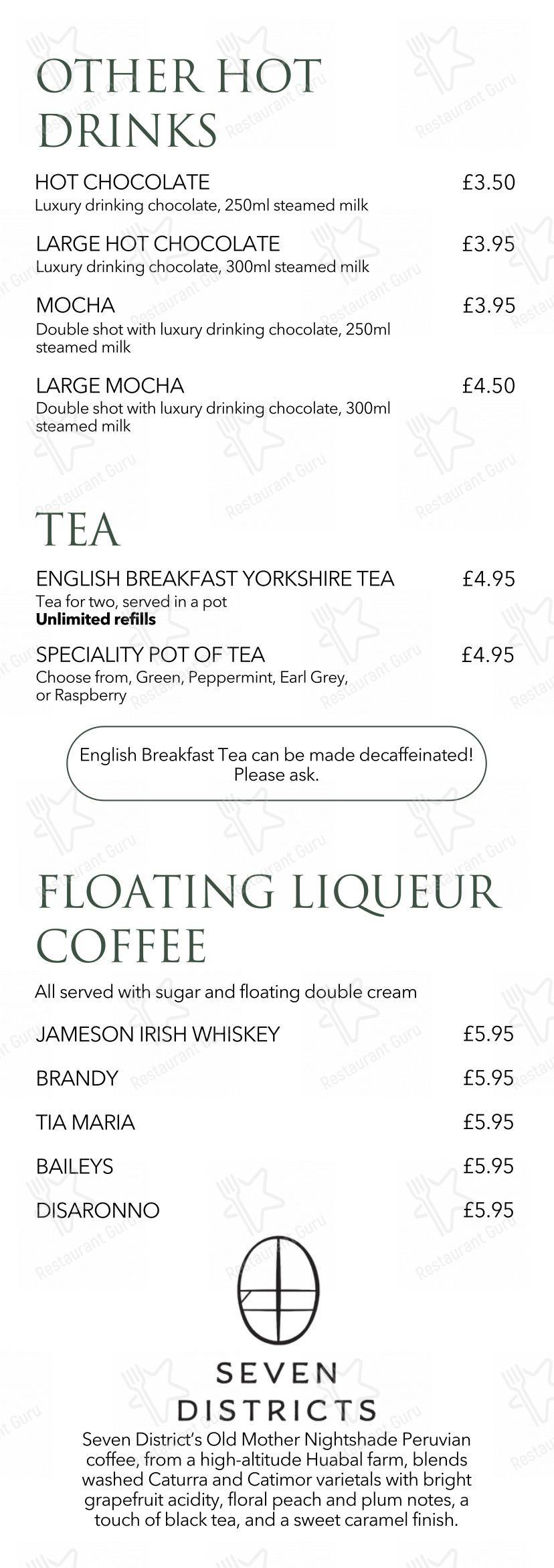 Menu at The Earl of Strafford at Hooton Roberts restaurant, Rotherham