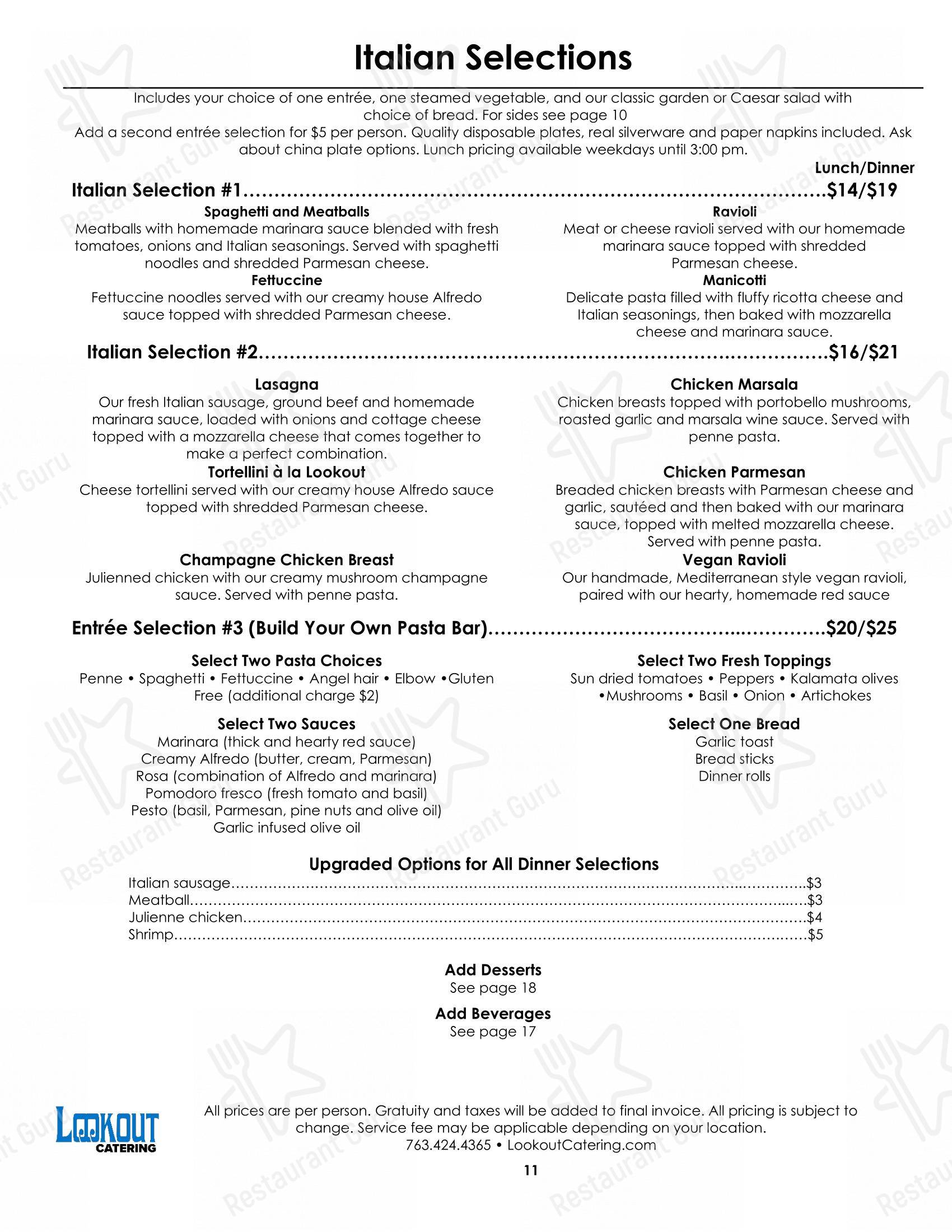 Menu at The Lookout Bar and Grill, Maple Grove