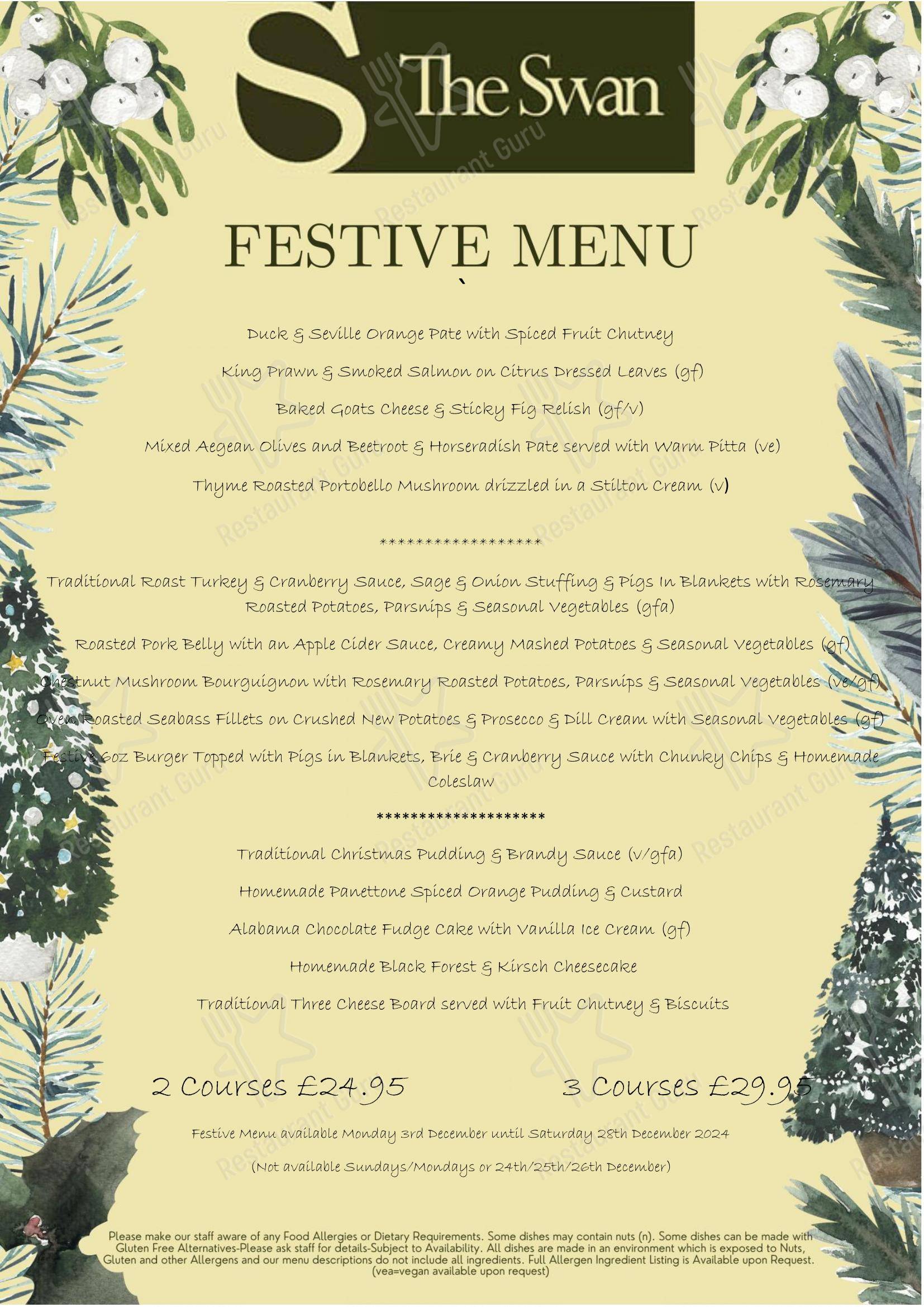 Menu at The Swan pub & bar, Kidderminster, 9 Birmingham Rd