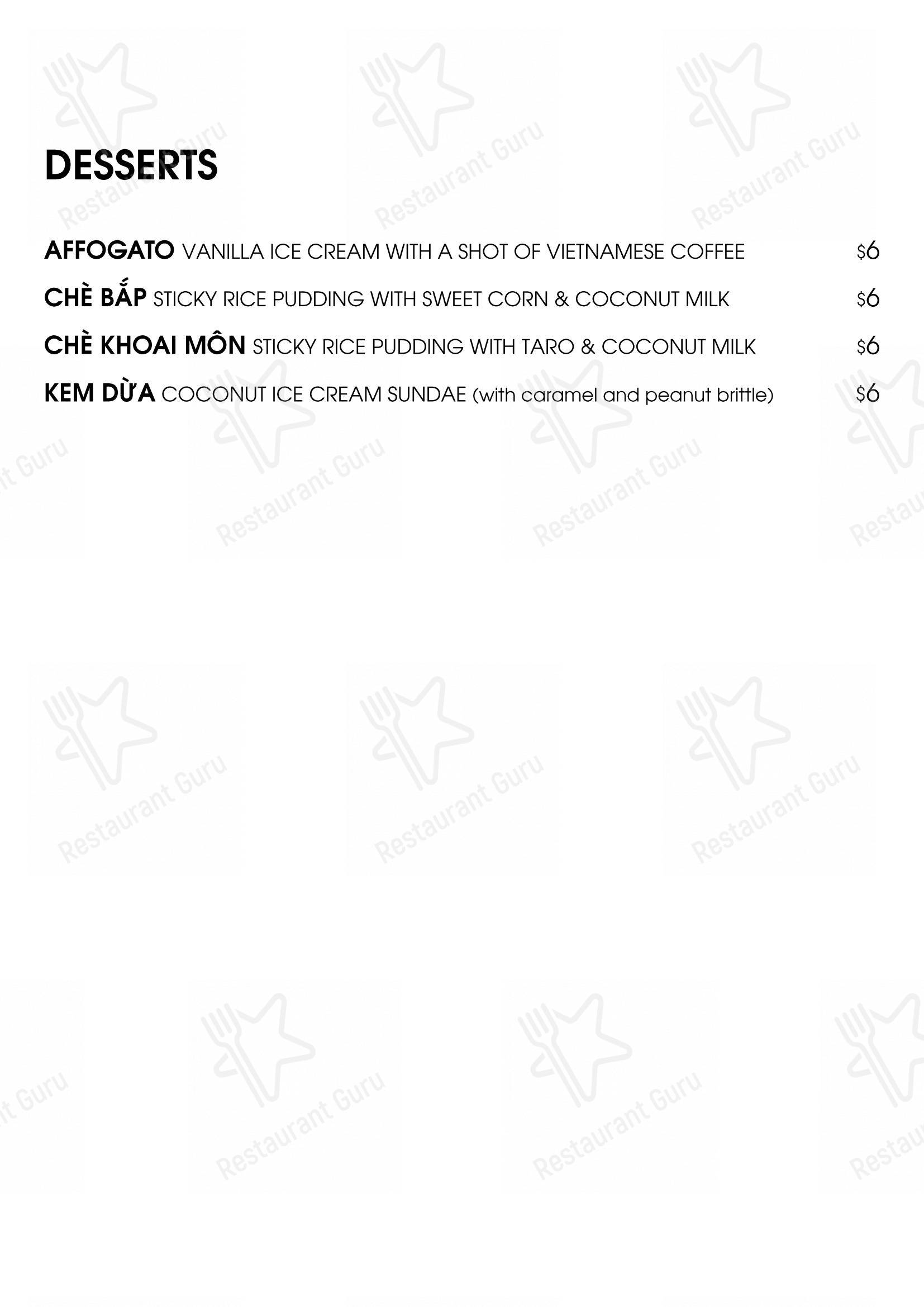 Menu at Yen Linh restaurant, Croydon Park, 131 Days Rd