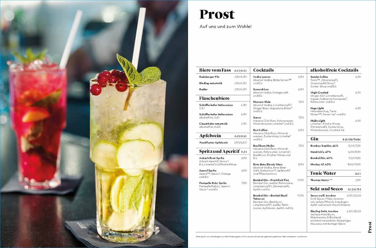 Carta de sander Restaurant Frankfurt, Fráncfort