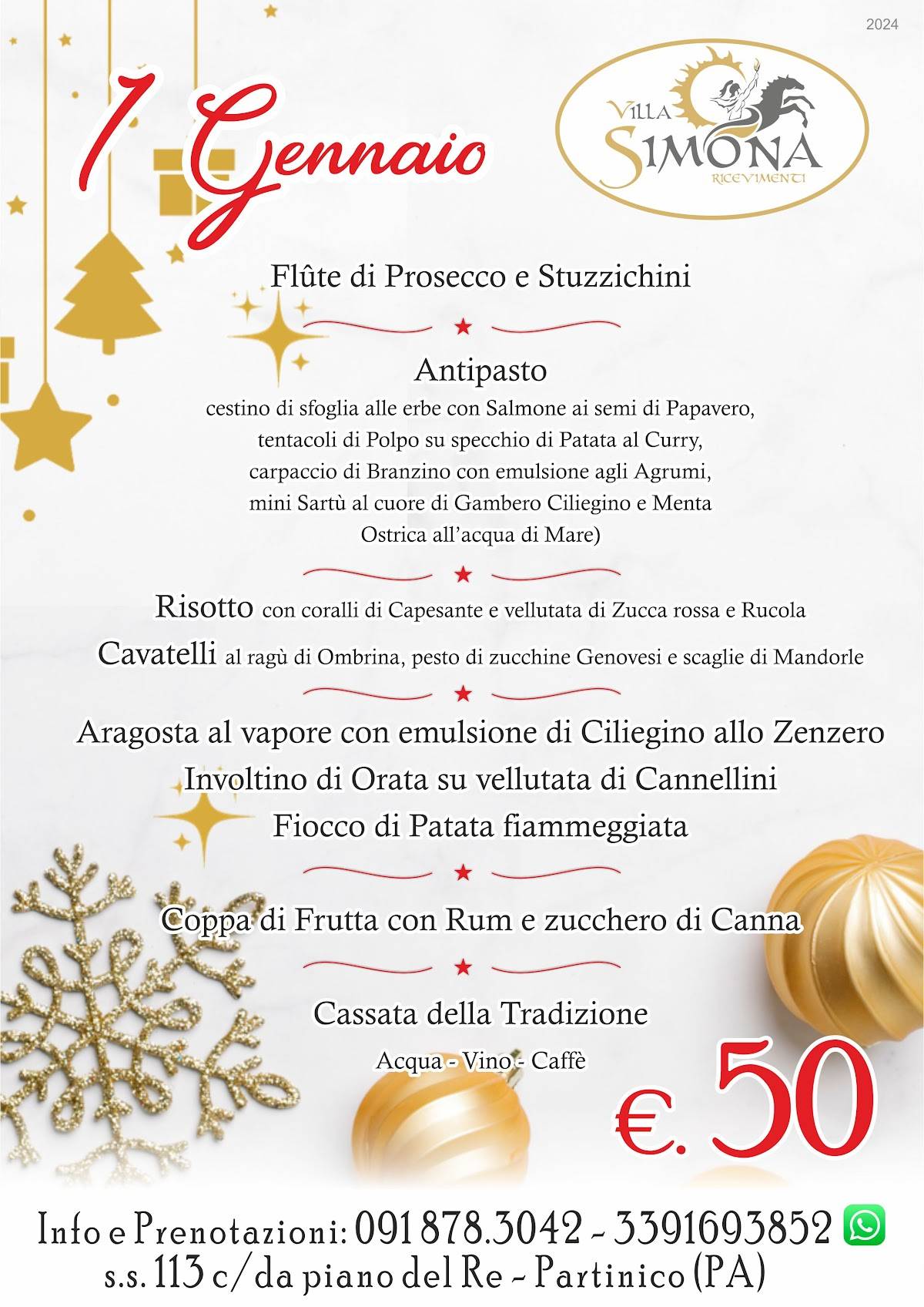 Menu da villa Simona ristorante, Partinico