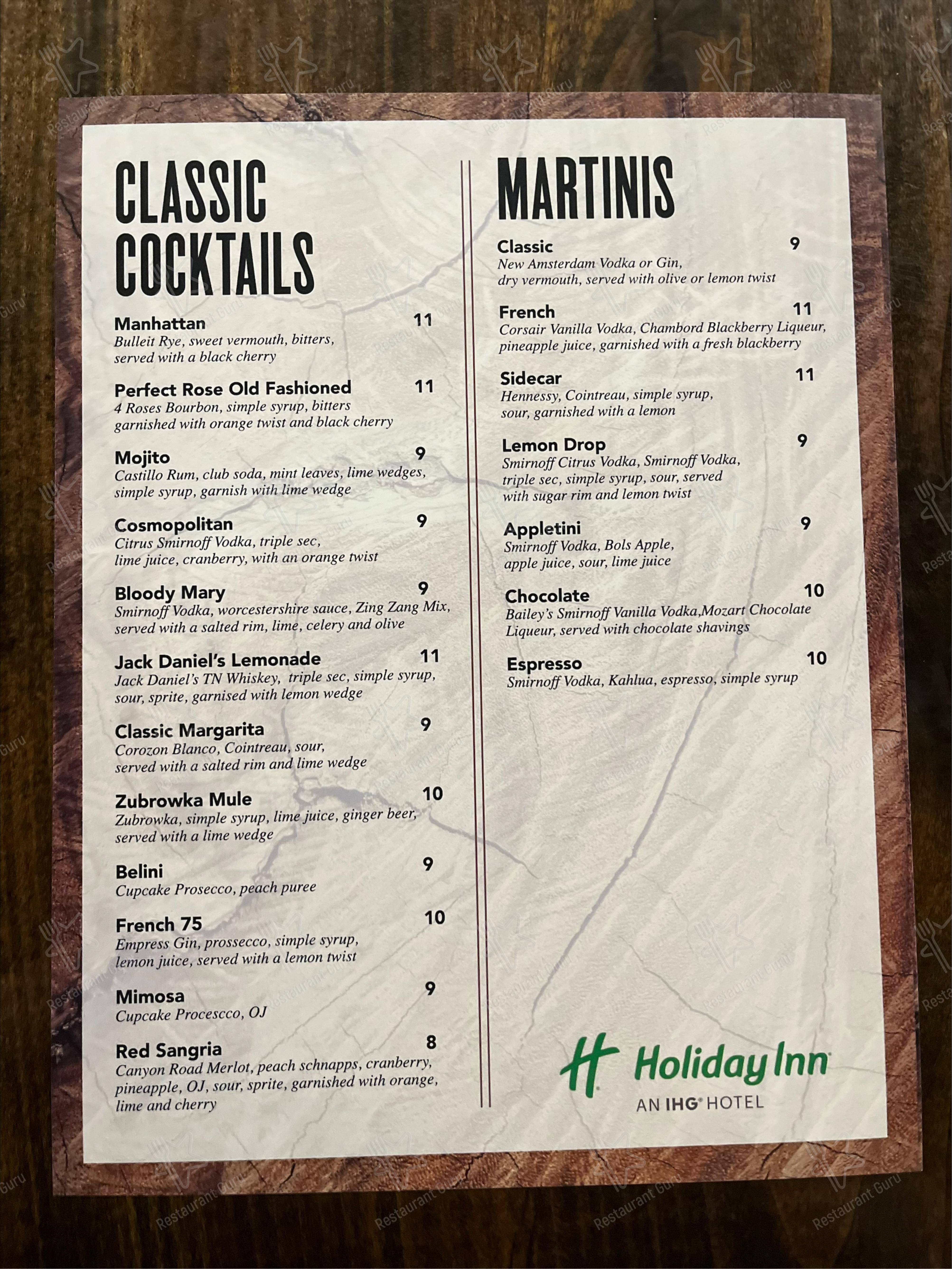 Menu at 1091 Rooftop pub & bar, Cookeville