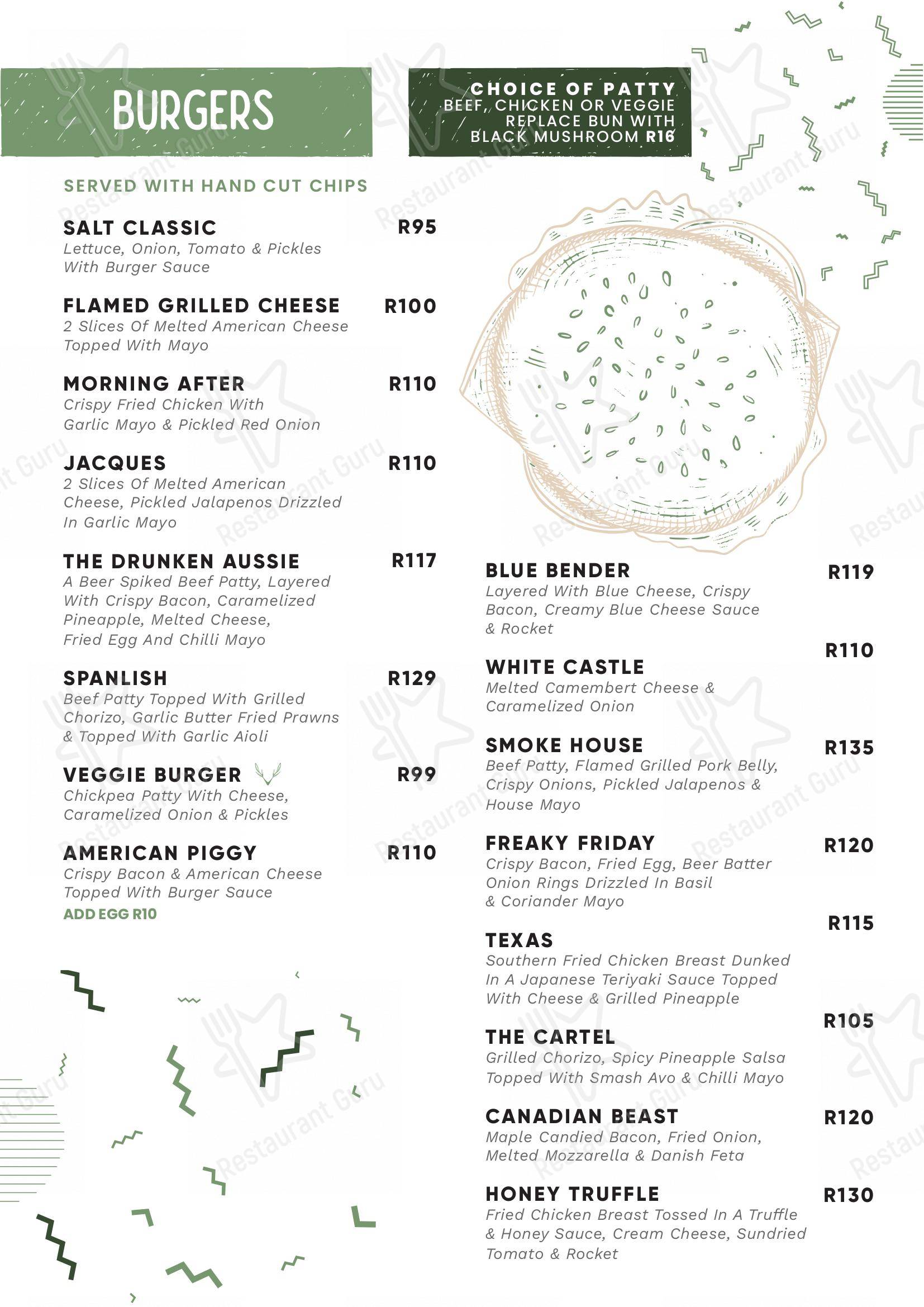 Menu at Salt. restaurant, East London