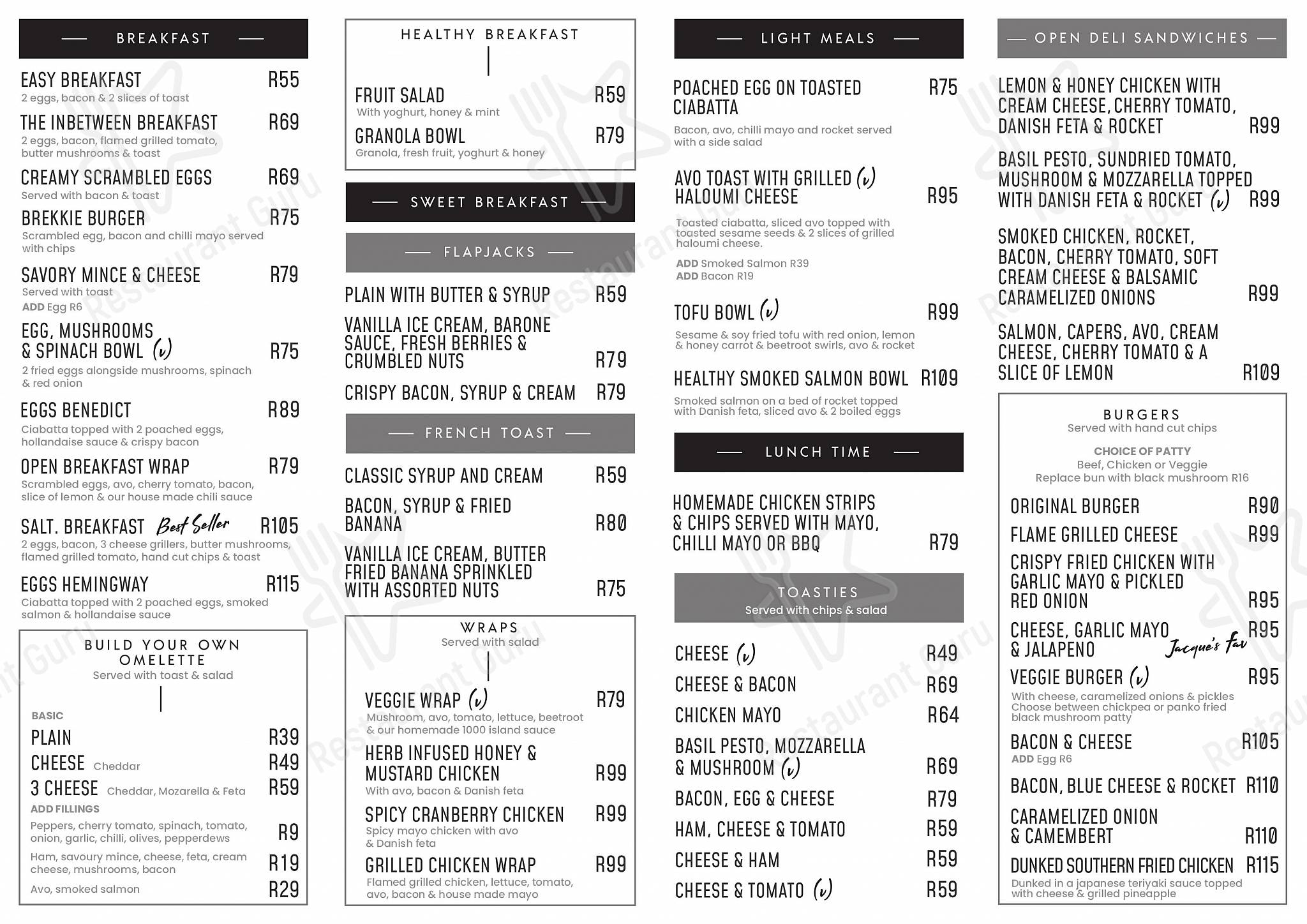 Menu at Salt. restaurant, East London
