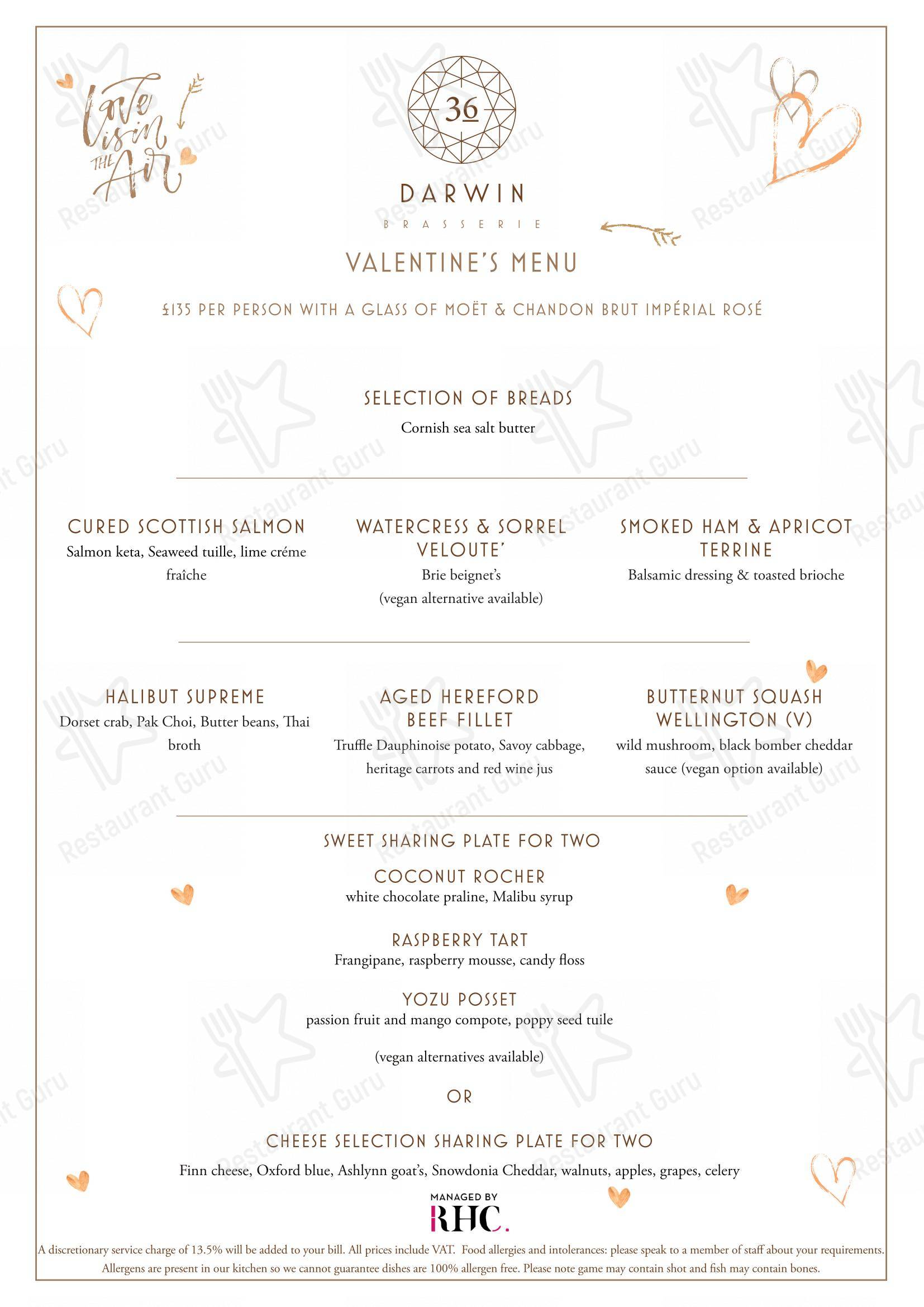 Menu at Darwin Brasserie pub & bar, London, Level 36