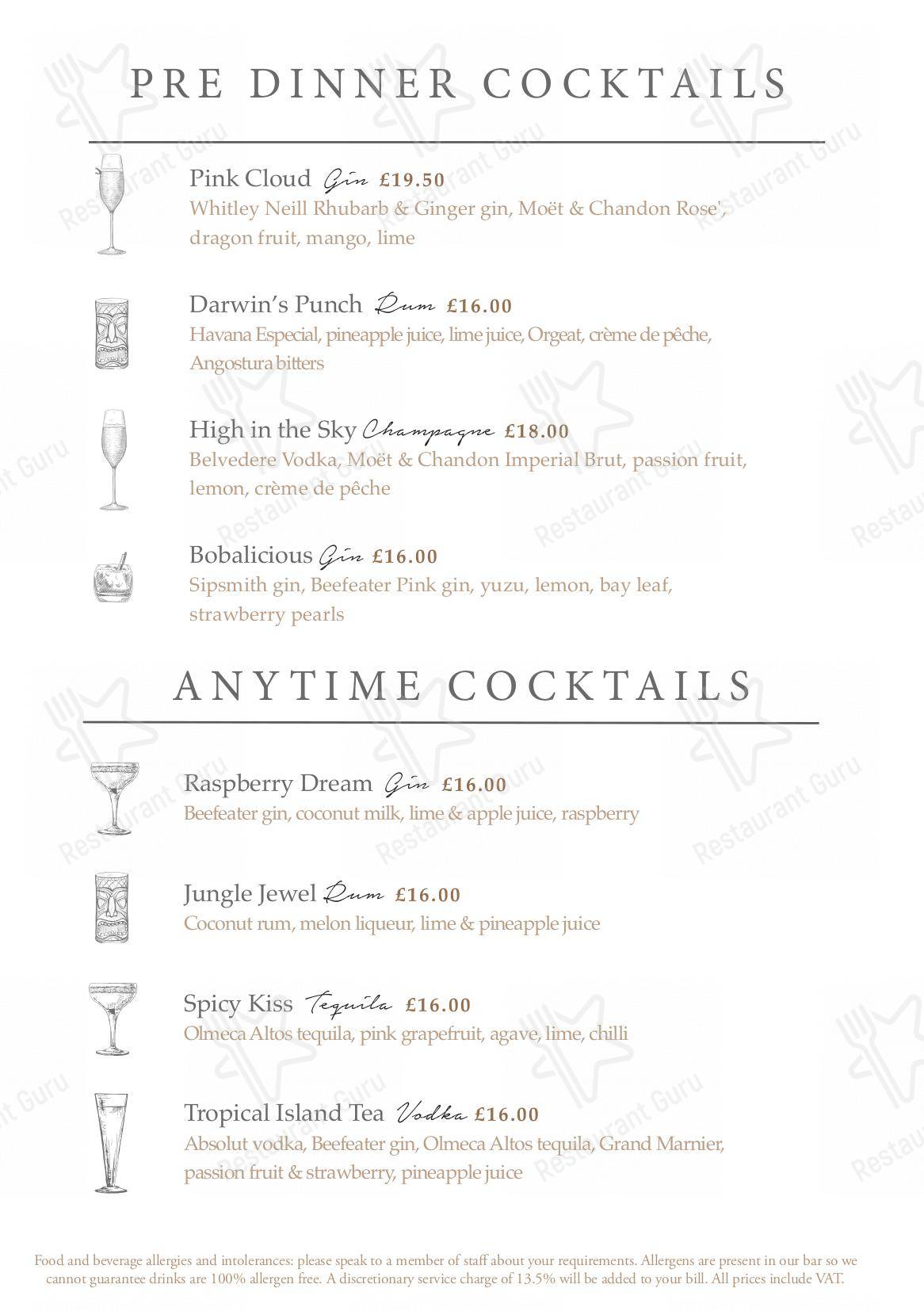 Menu at Darwin Brasserie pub & bar, London, Level 36