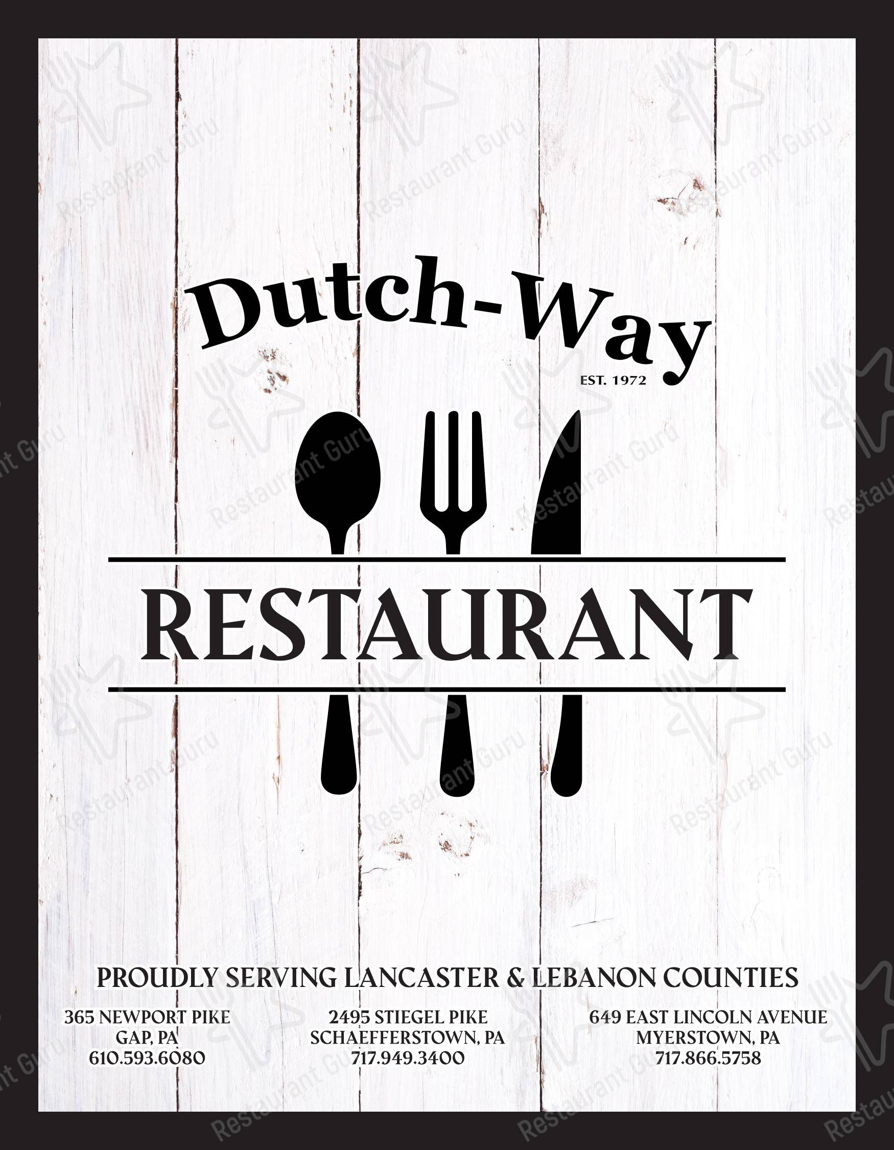 Menu at Dutch-Way Family Restaurant, Myerstown