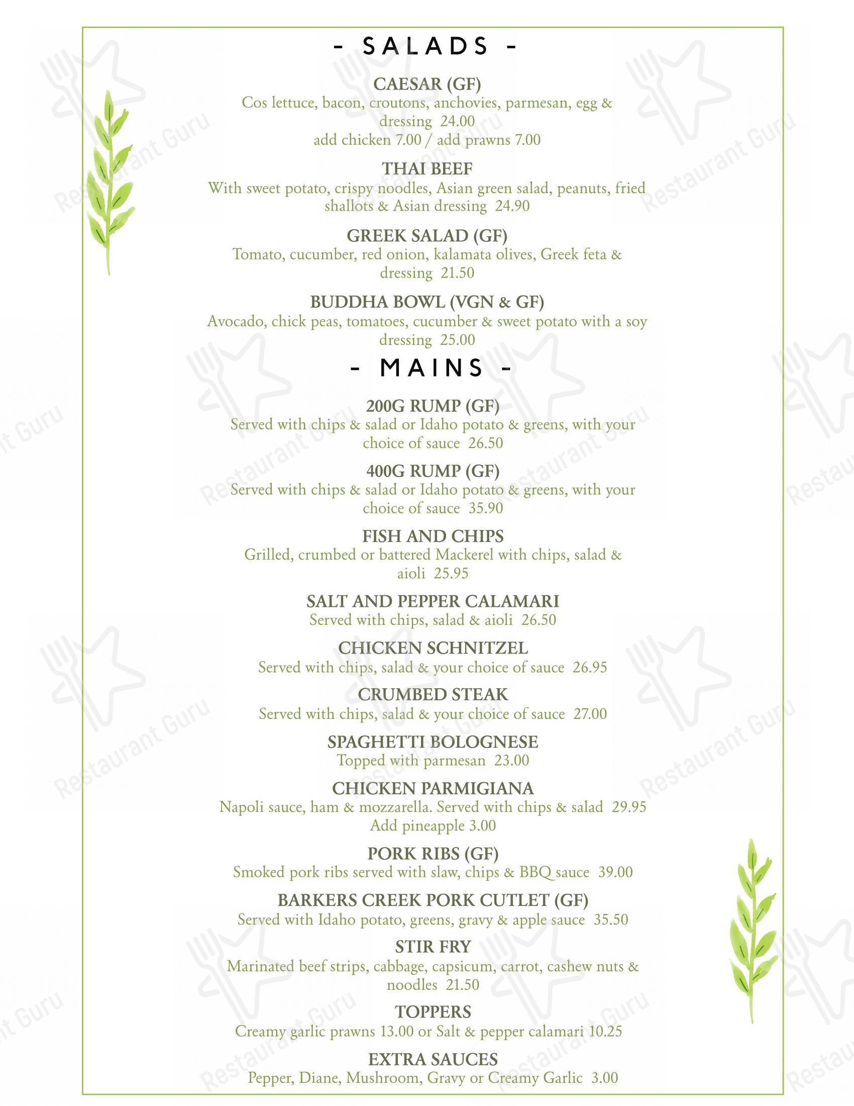 Menu at Empire Hotel pub & bar, South Townsville