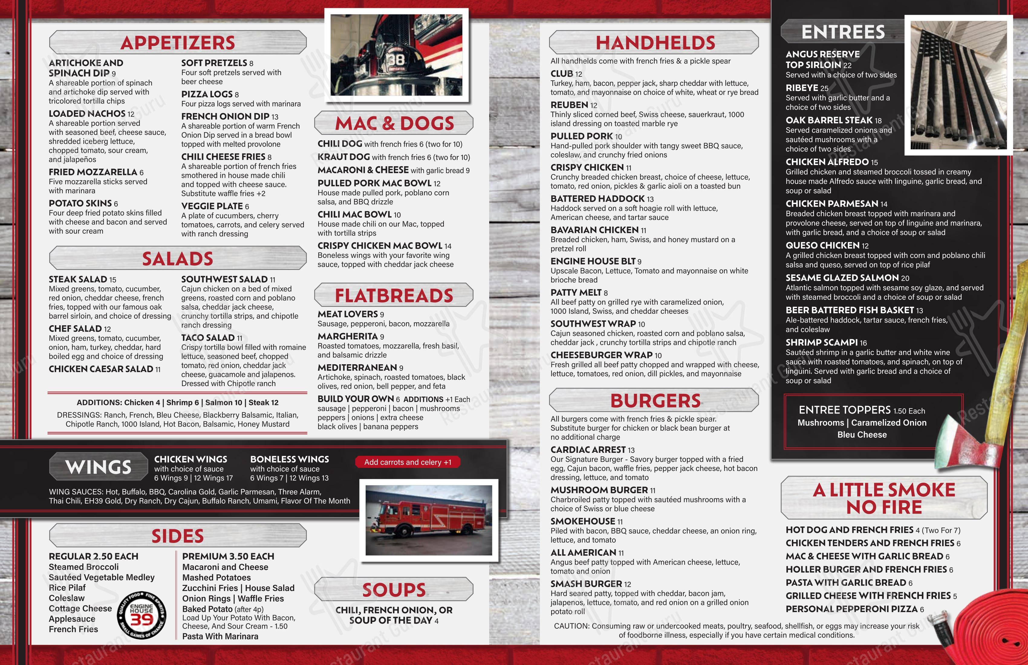 Menu at Engine House 39 pub & bar, Edinboro, Washington Dr
