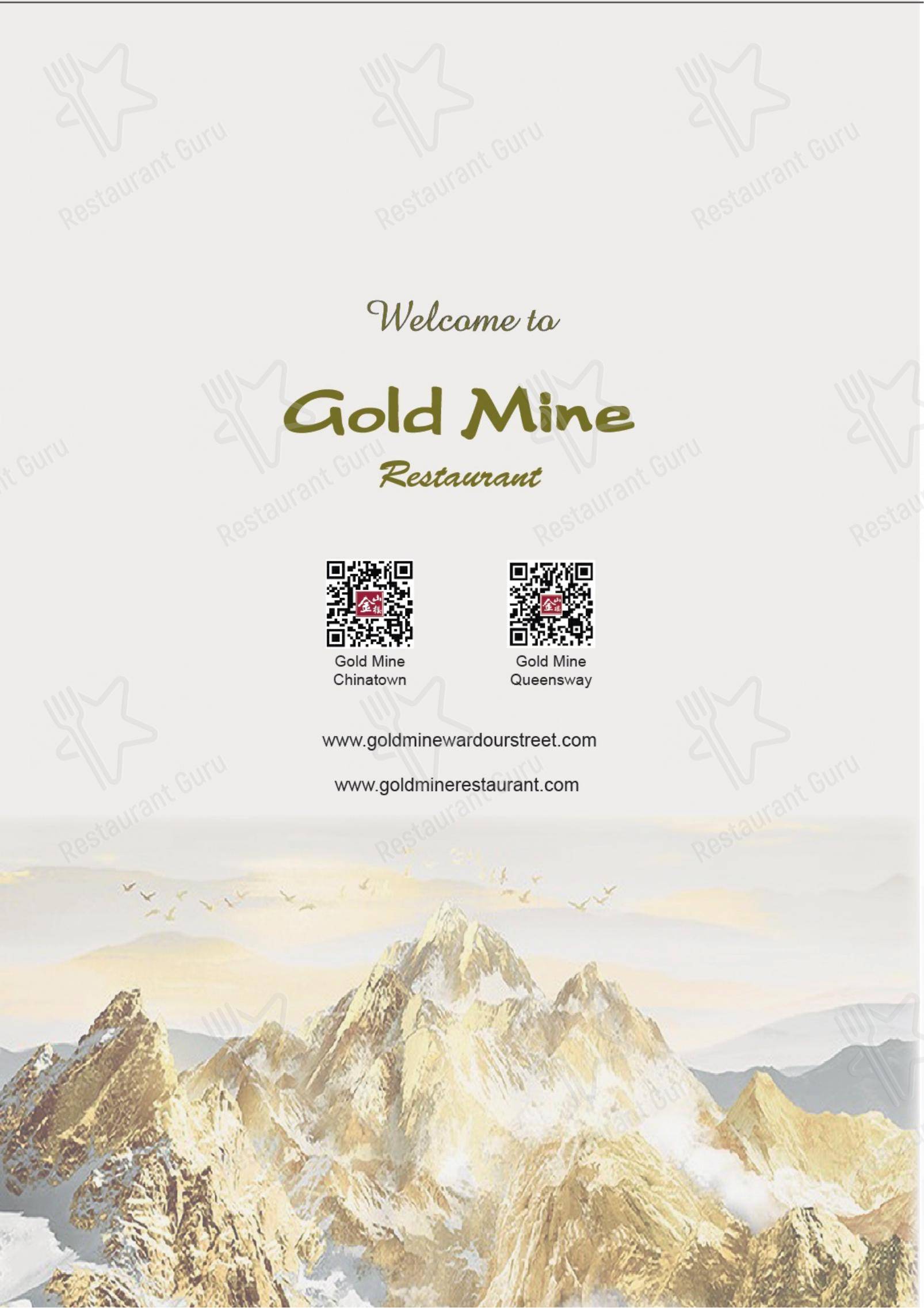 Menu at Gold Mine restaurant, London, 100-102 Queensway
