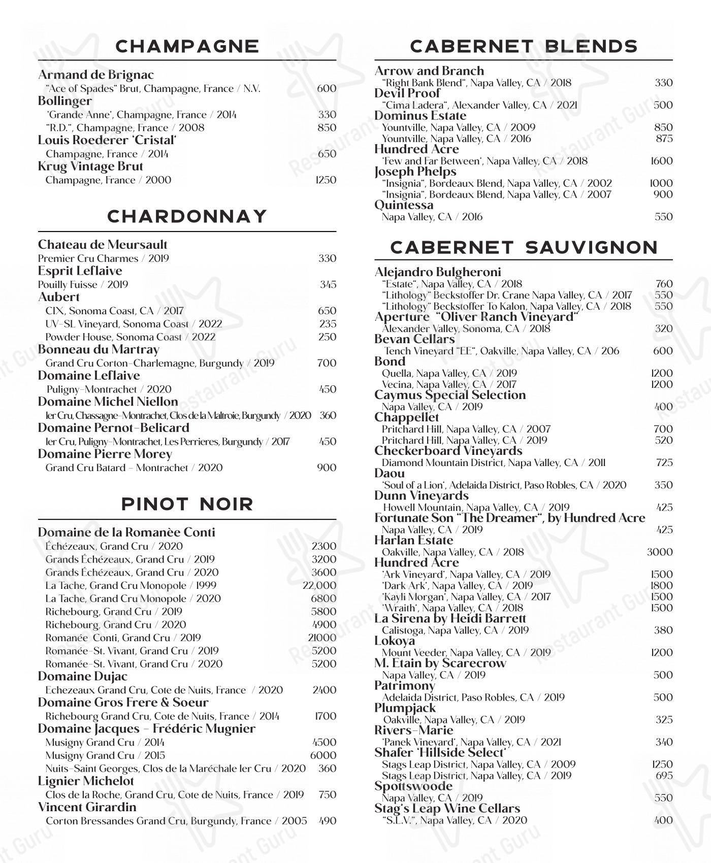 Menu at J Carver’s Oyster Bar & Chophouse, Austin