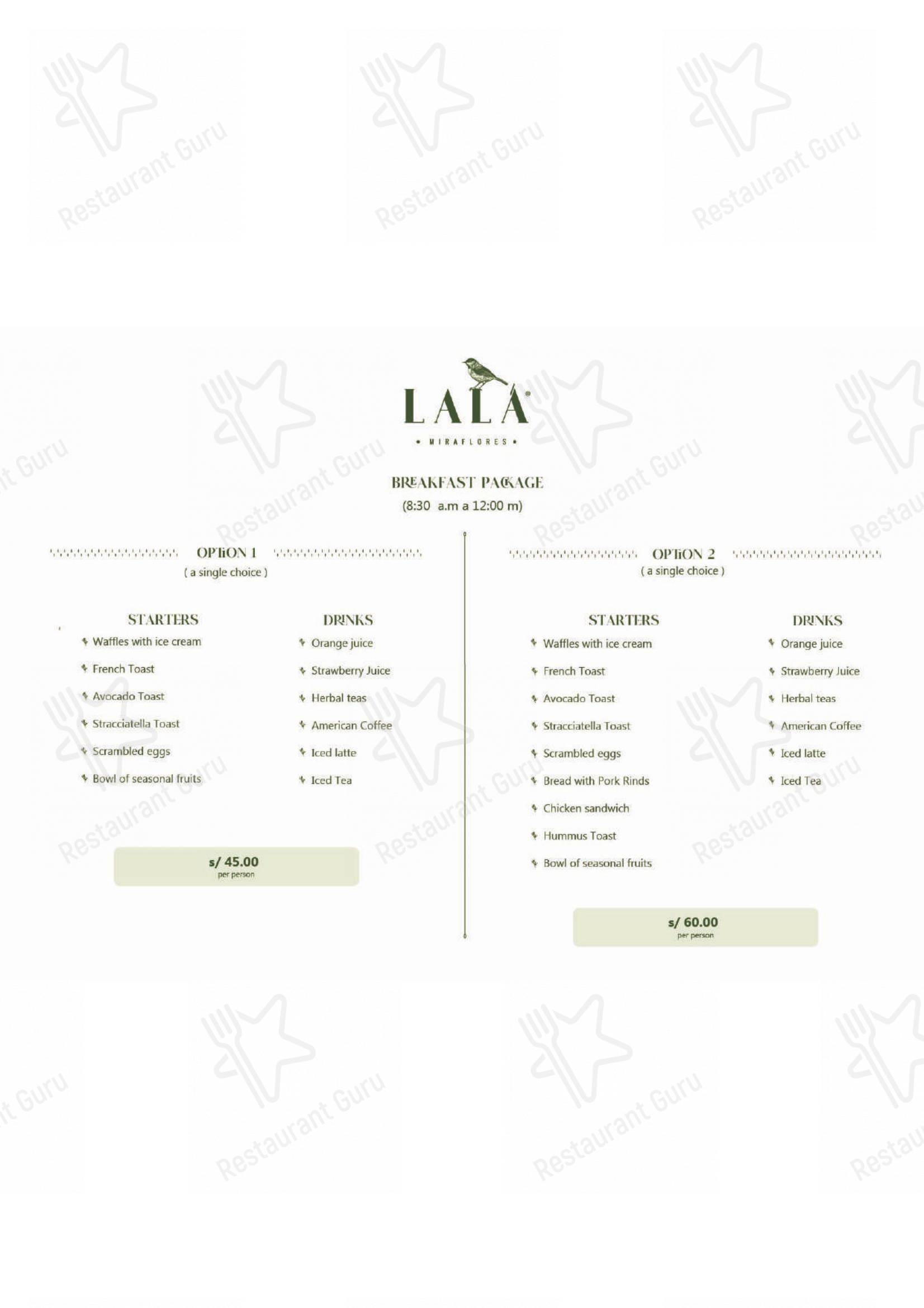 Carta del restaurante LALÁ MIRAFLORES, Miraflores, C. 2 del Mayo 701