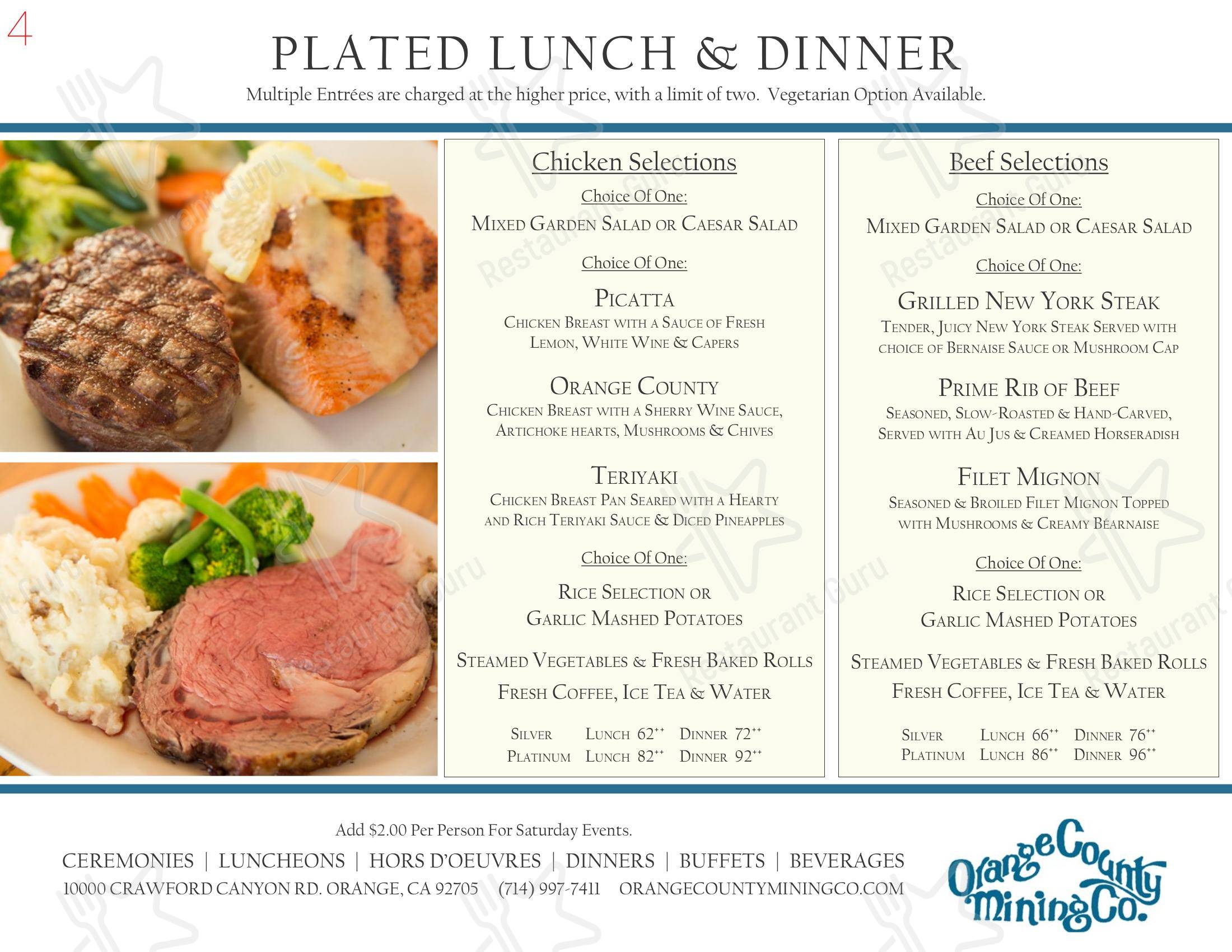 Menu at Orange County Mining Co pub & bar, North Tustin