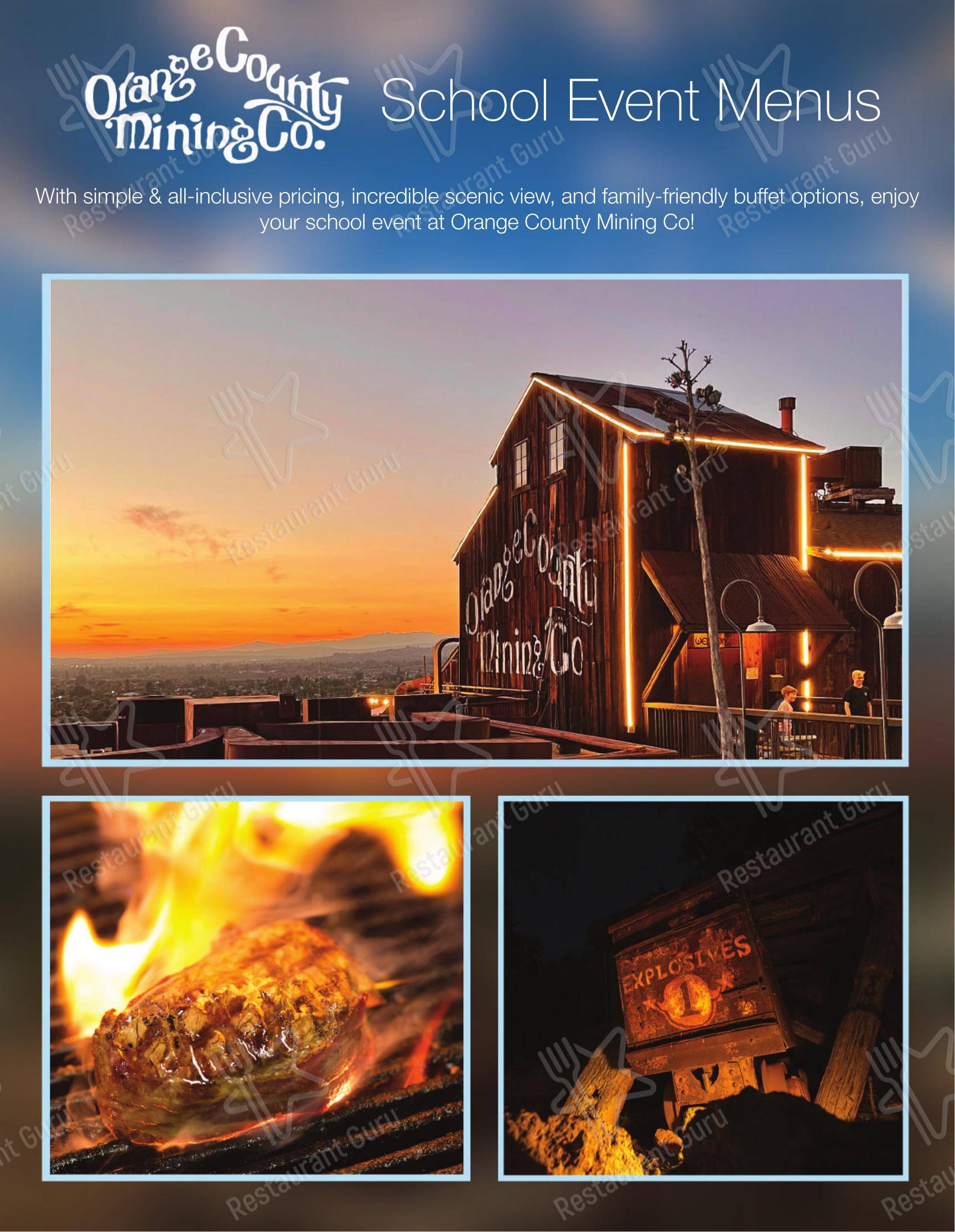 Menu at Orange County Mining Co pub & bar, North Tustin