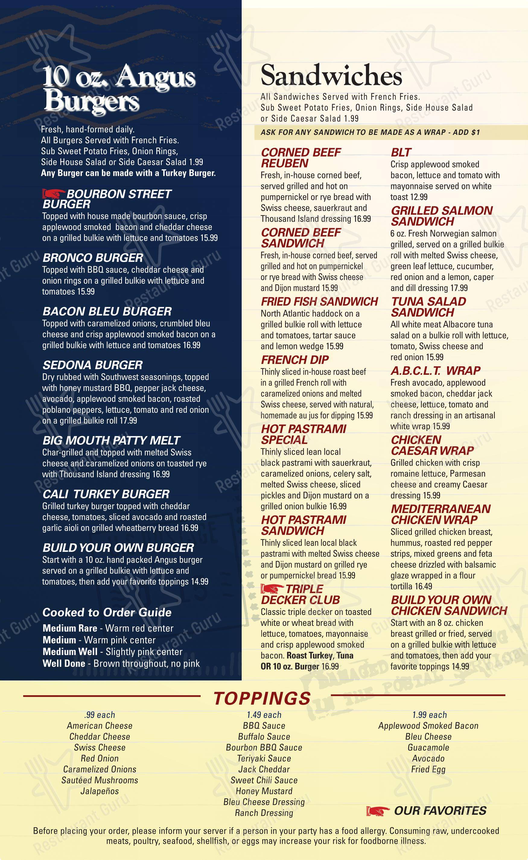 Menu at Post Office Pub Restaurant, Grafton